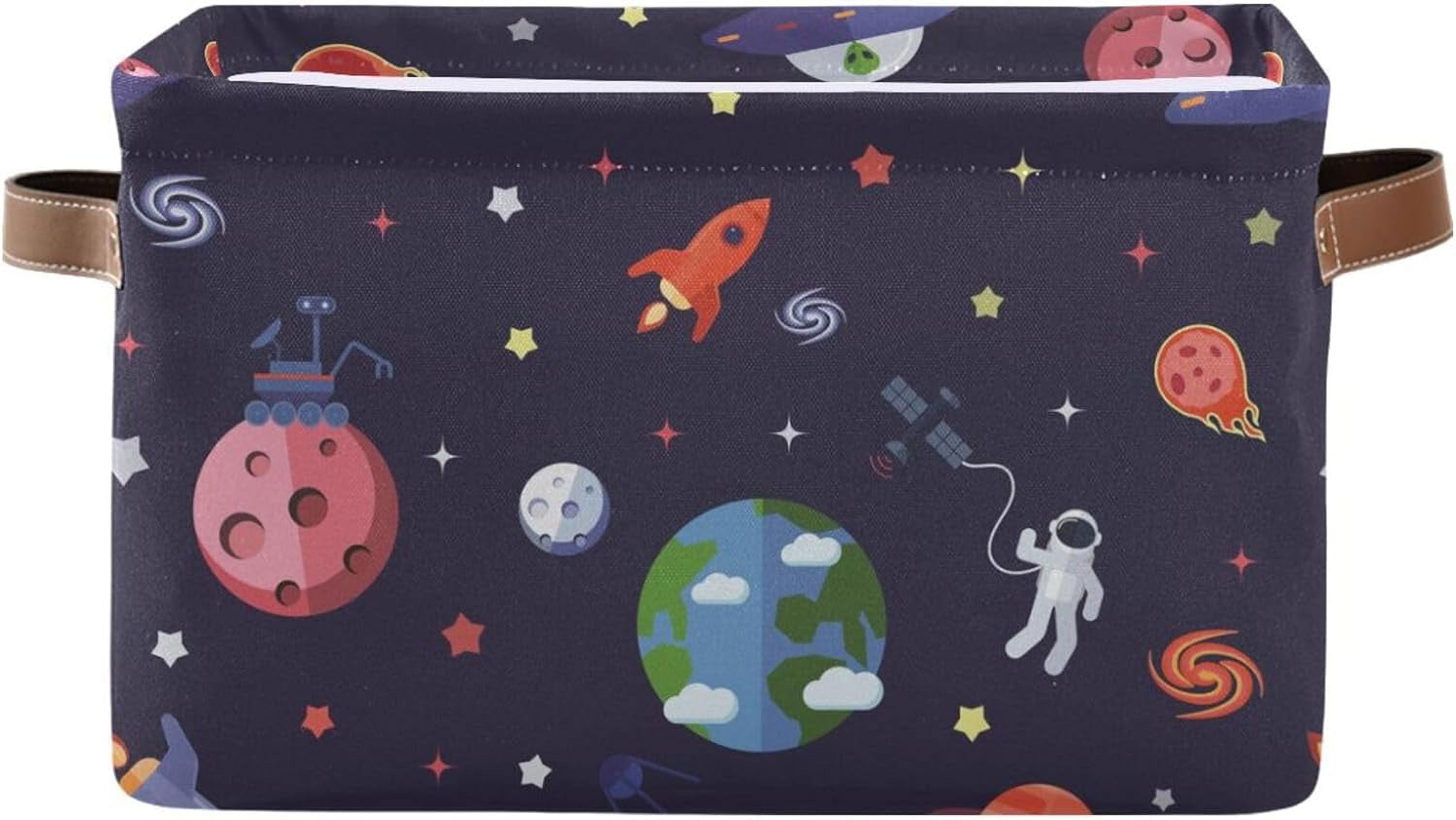 Space Planet Storage Basket, Durable Canvas Organizer With Handles ...