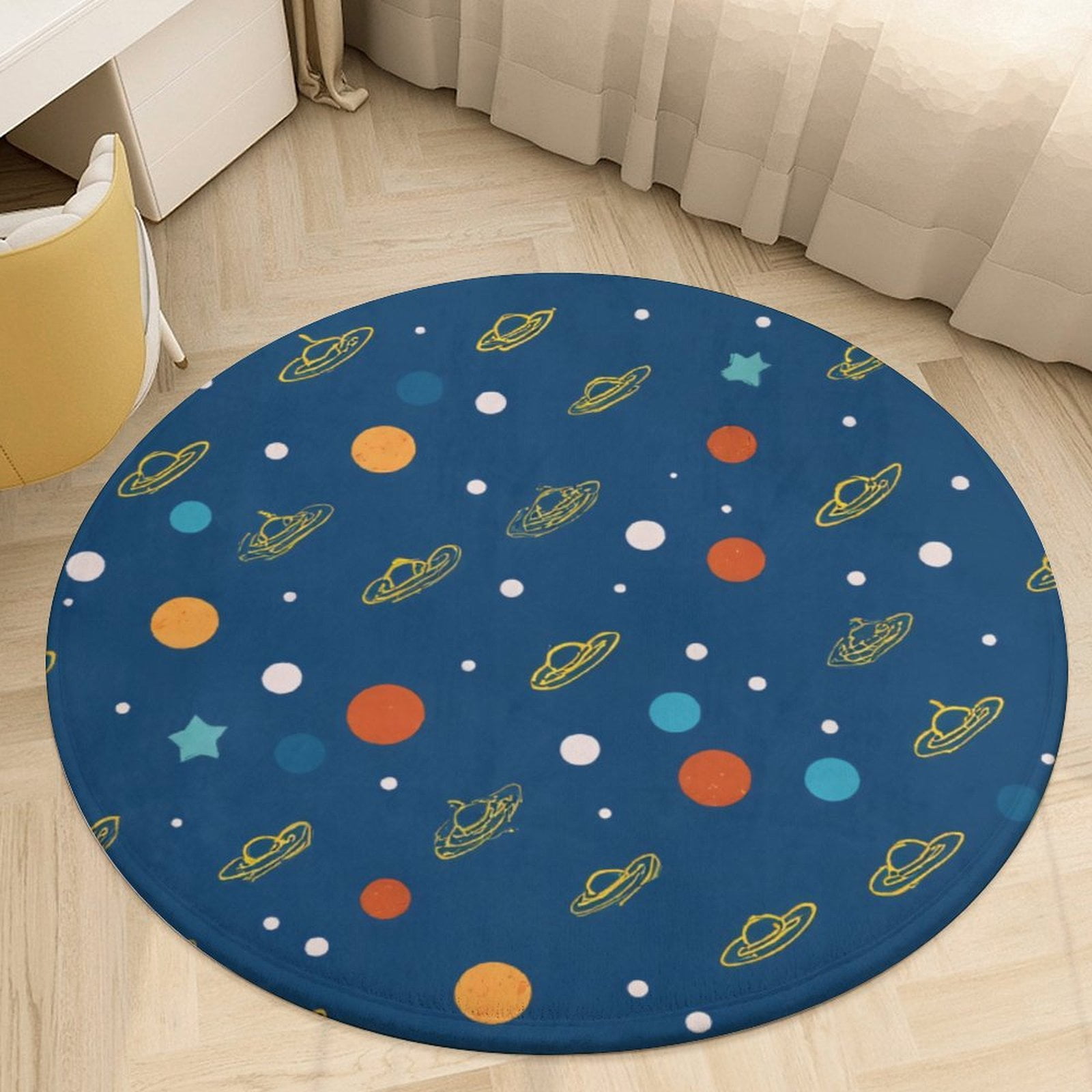 Space Planets And Stars Pattern Round Area Rugs for Bedroom Living Room ...
