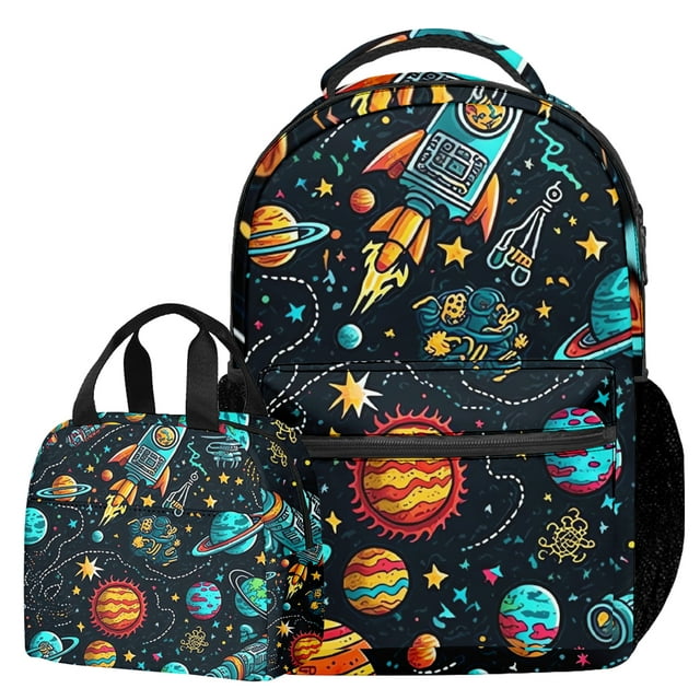 Space Planets Backpack with Lunch Bag For Boys Girls, Preschool ...