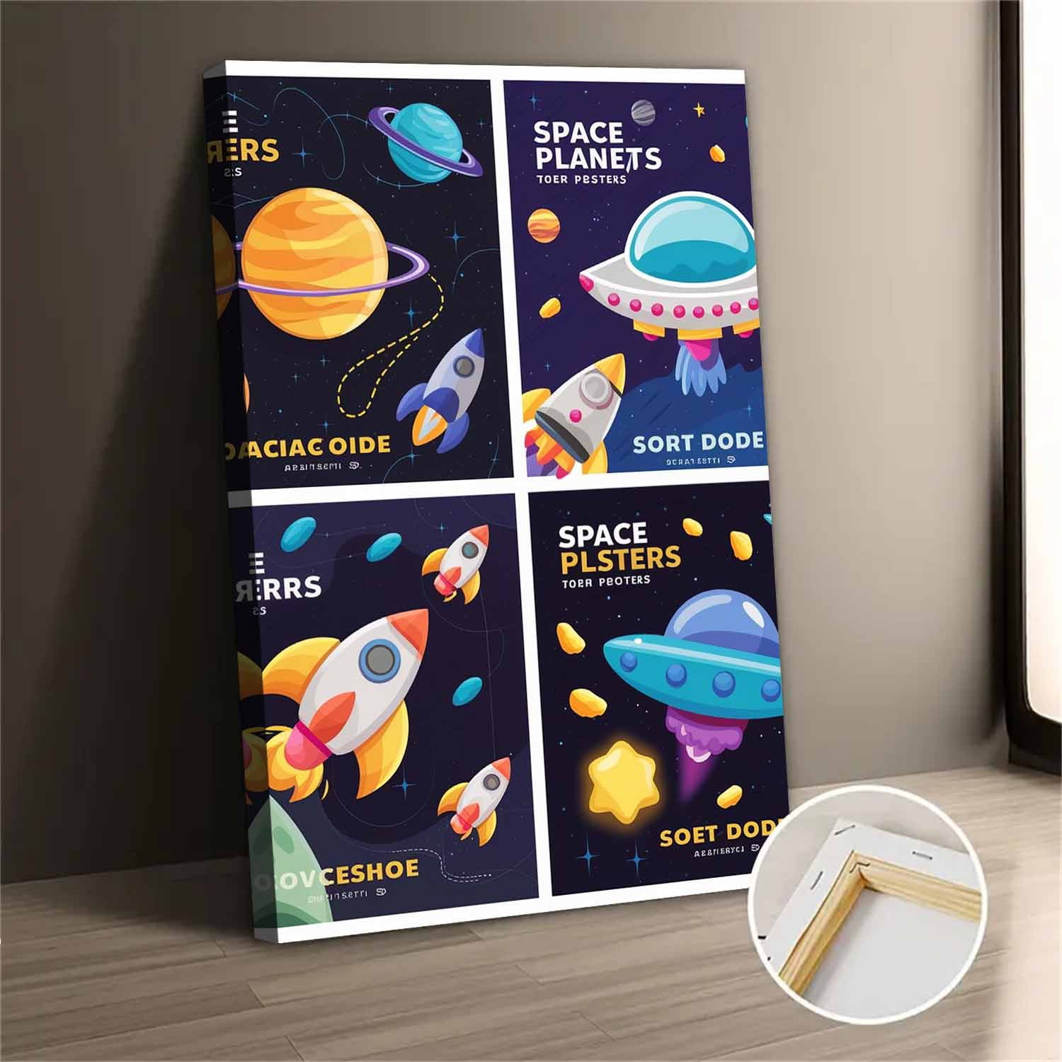 Space Planets Canvas Wall Art, Modern Aesthetic Decoration Print For ...