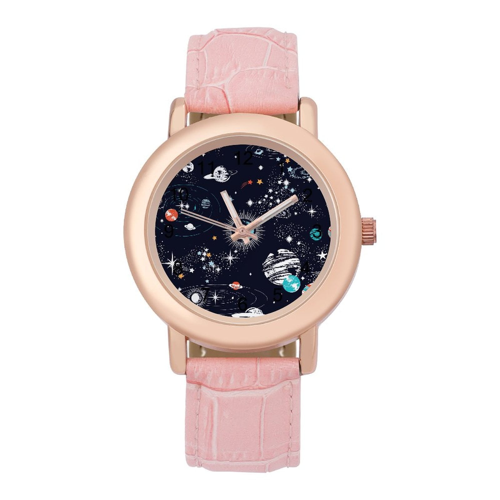Space Planets Constellation Women's Leather Strap Watch Elegant Leather ...