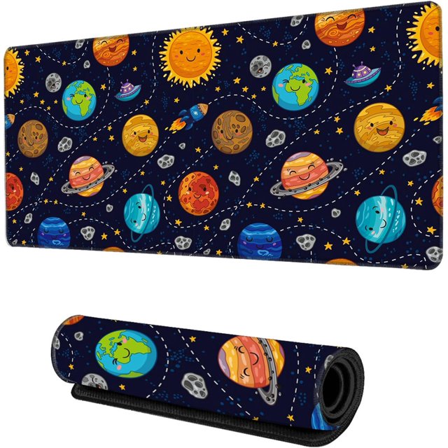 Space Planets Desk Mat,Solar System Mouse Pad Large Gaming for Desk,Non ...