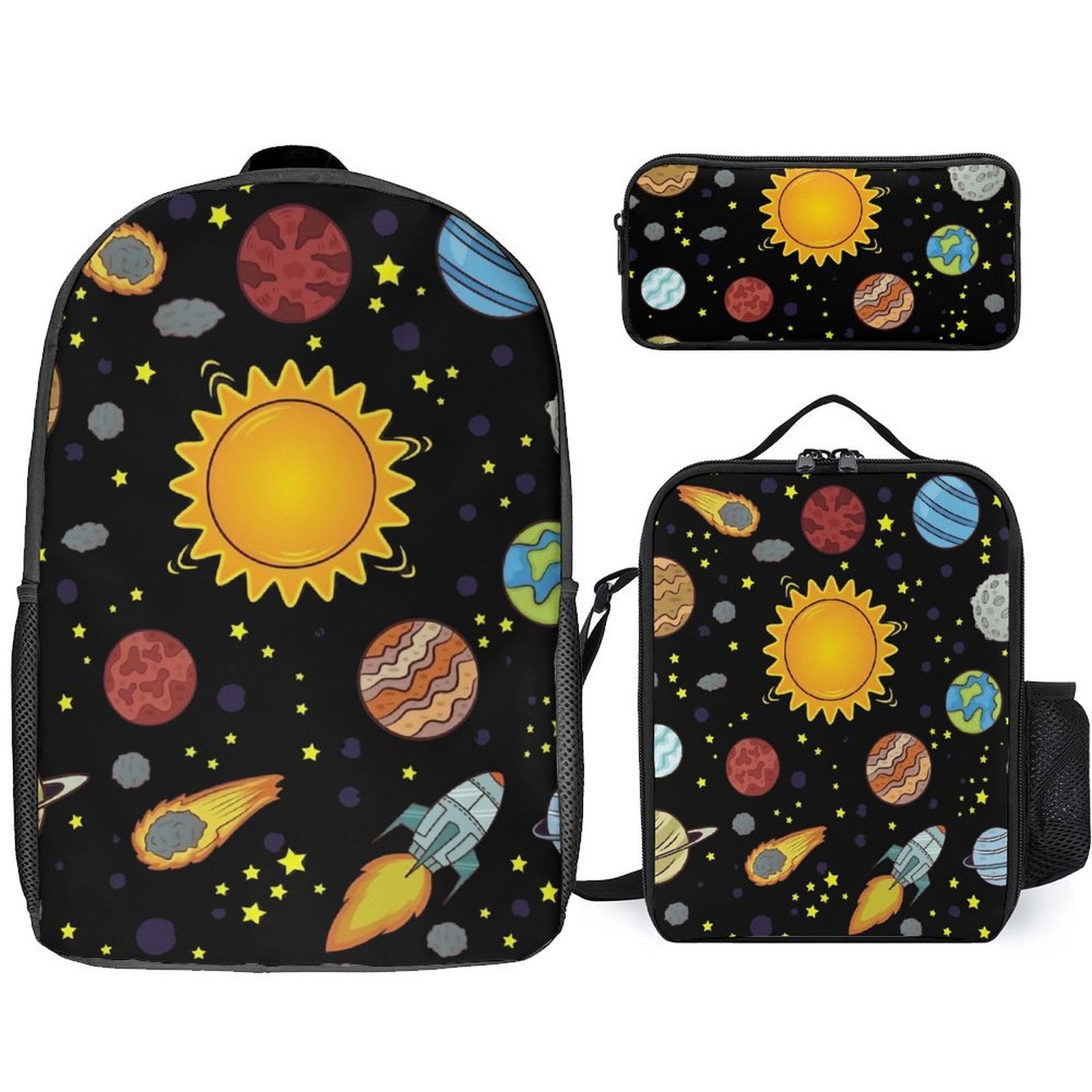 Space Planets Stars Print 3D Printed 3pcs/Set Bags Laptop Daypack ...