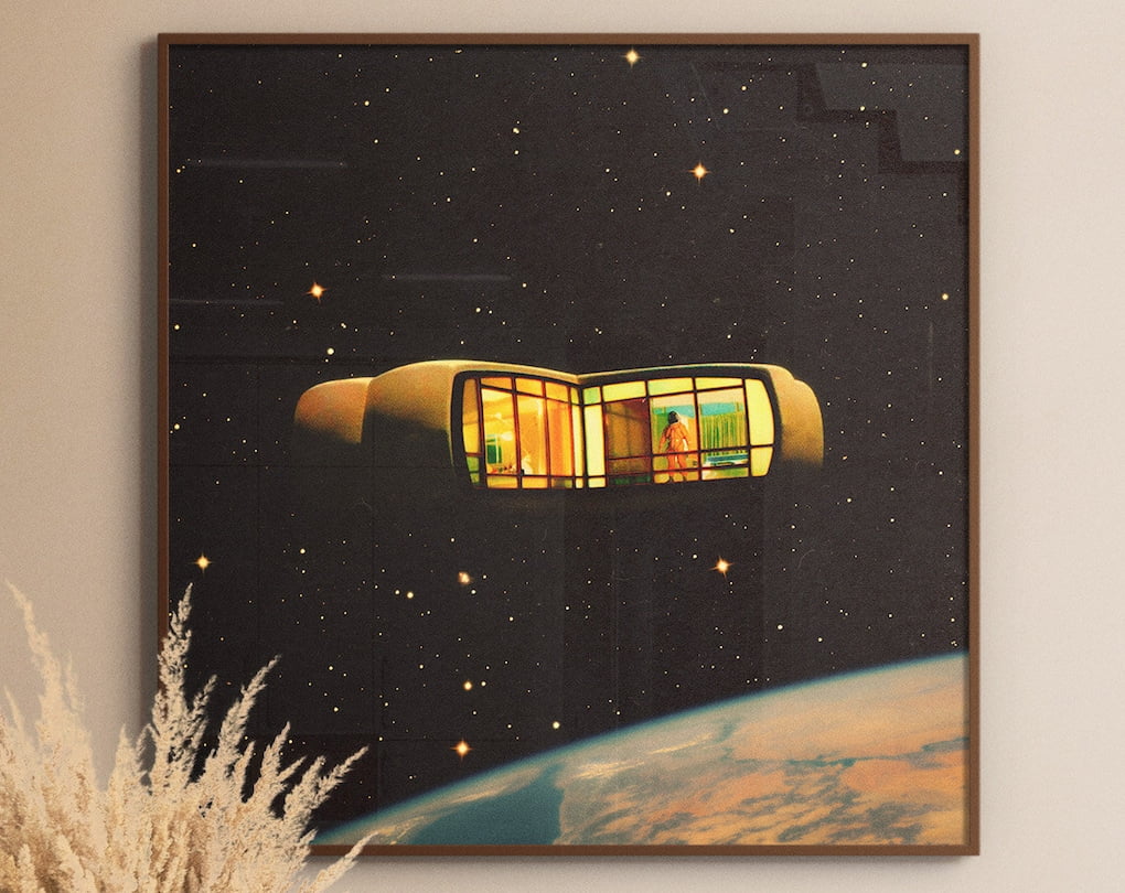 Space Pod Scifi Artwork Vintage Collage Retro Futuristic Cosmic Art ...