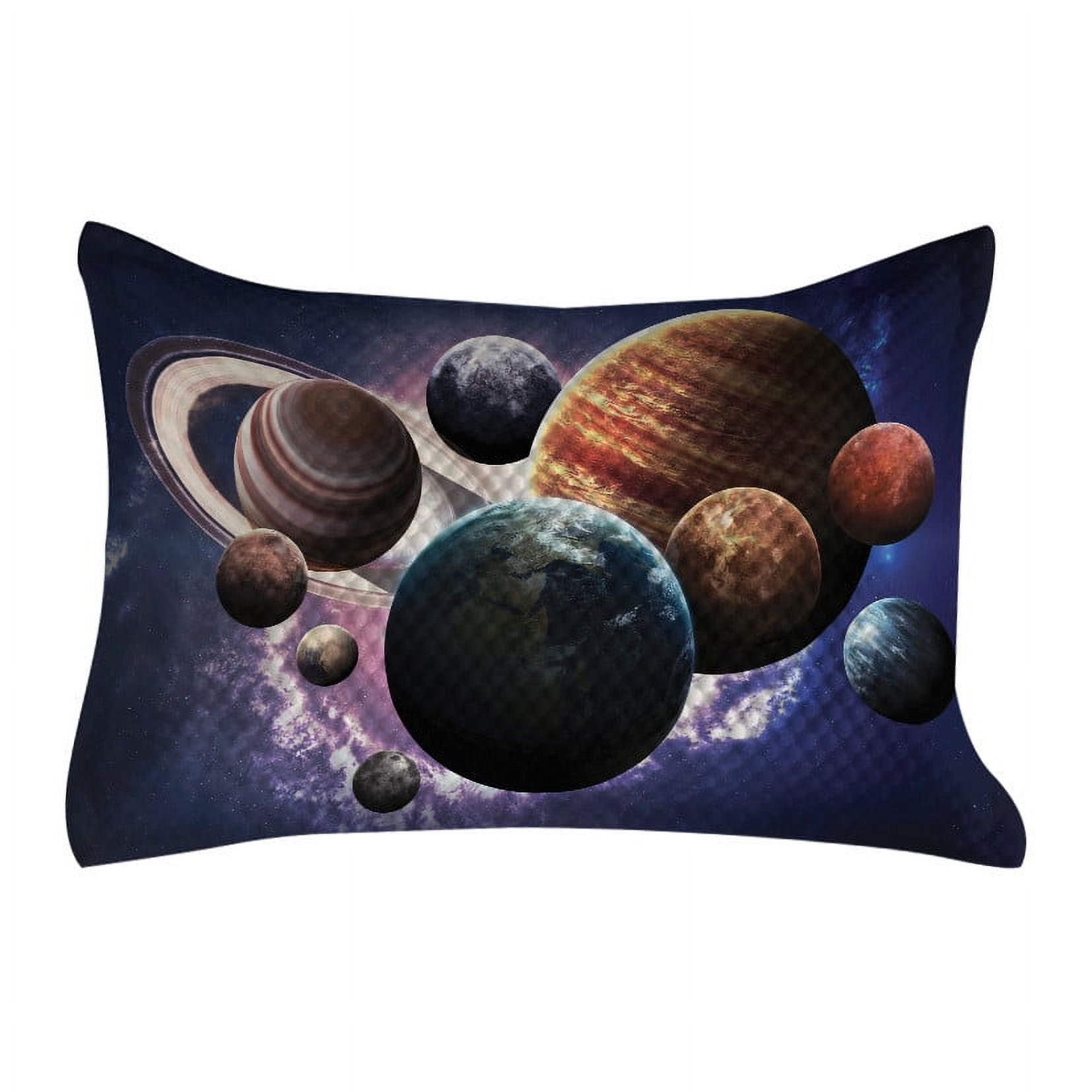 Space Quilted Pillowcover, Solar System Planets All Together in Space ...