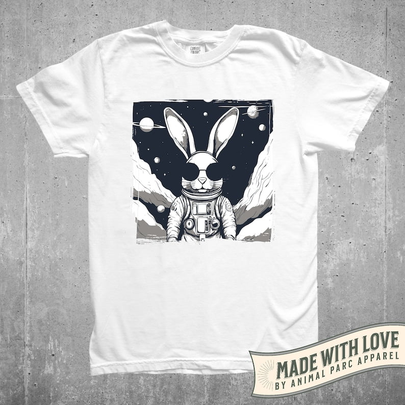 Space Rabbit Vintage T Shirt, Moon Rabbit T Shirt, Vintage Astronaut ...