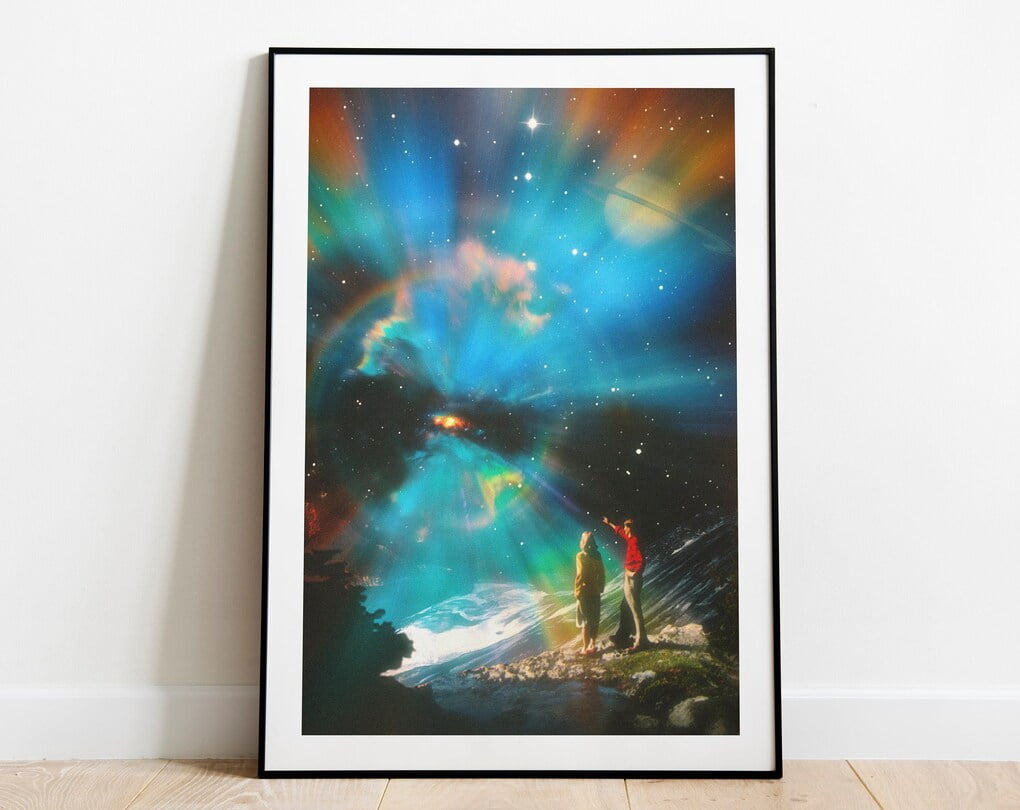 Space Rainbow Retro Space Art Vintage Collage Sci-Fi Poster Surreal Art ...