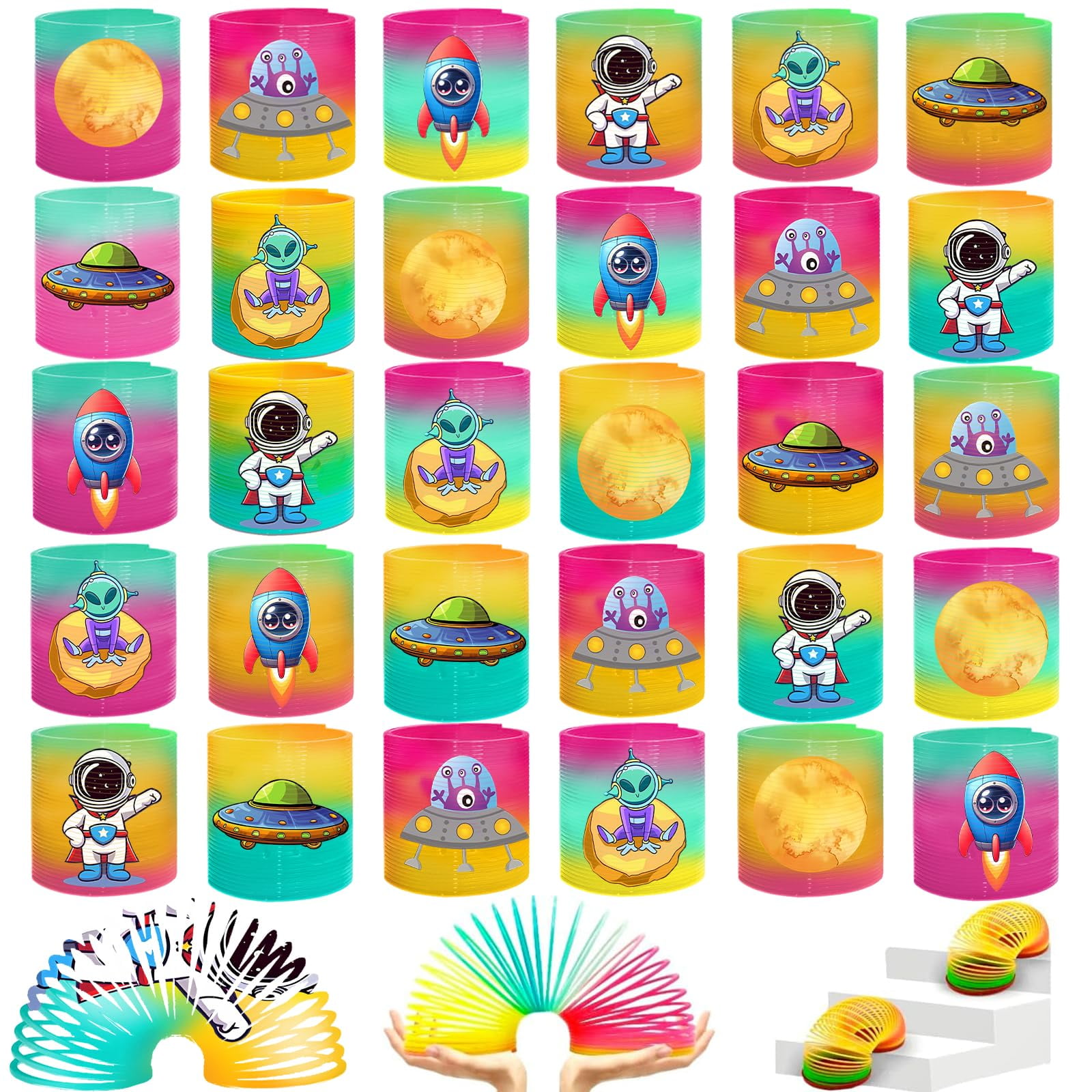 Space Rainbow Spring,30Pcs Outer Space Party Favors for Rainbow Slinky ...