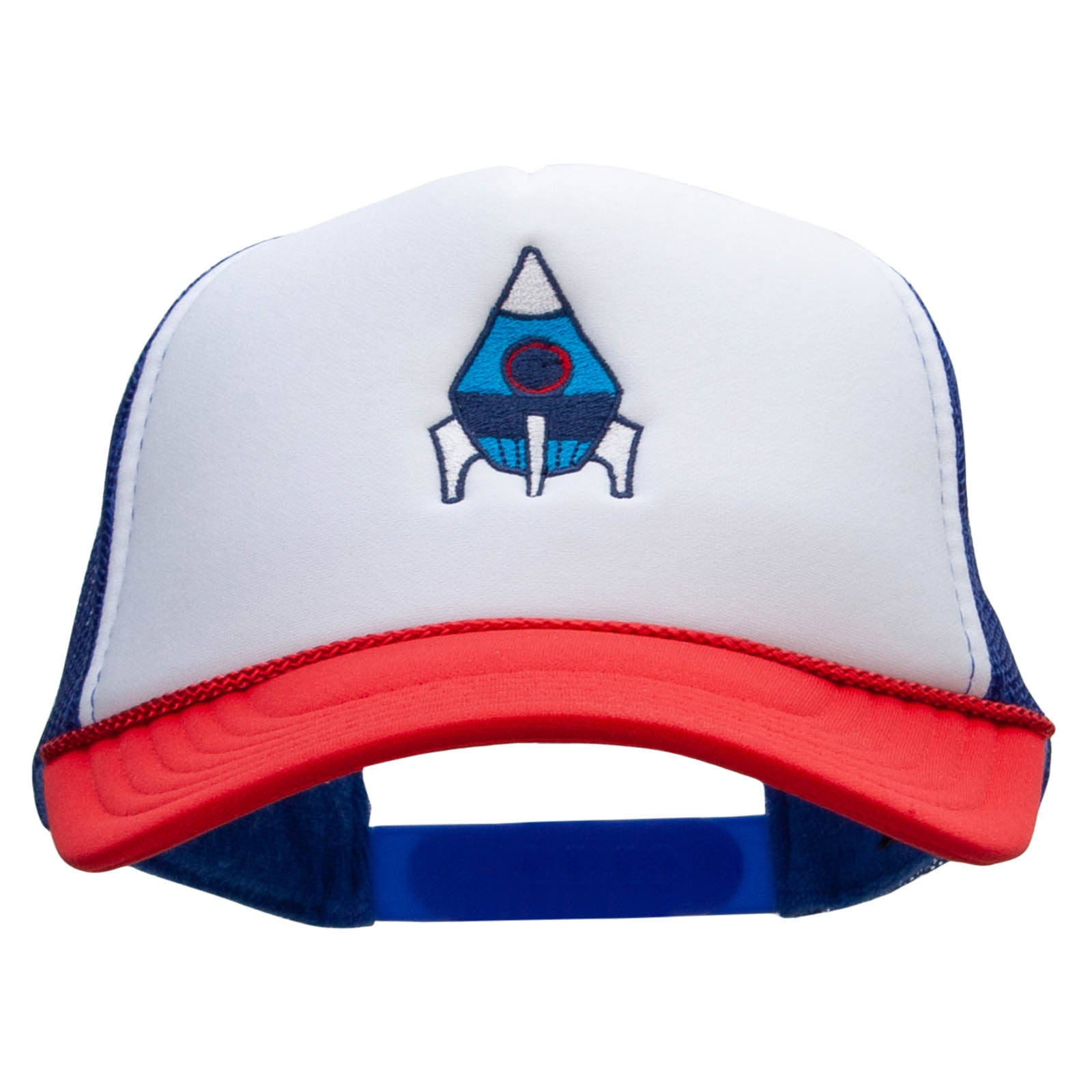 Space Rocket Embroidered Foam Panel Mesh Snapback - White Royal OSFM ...