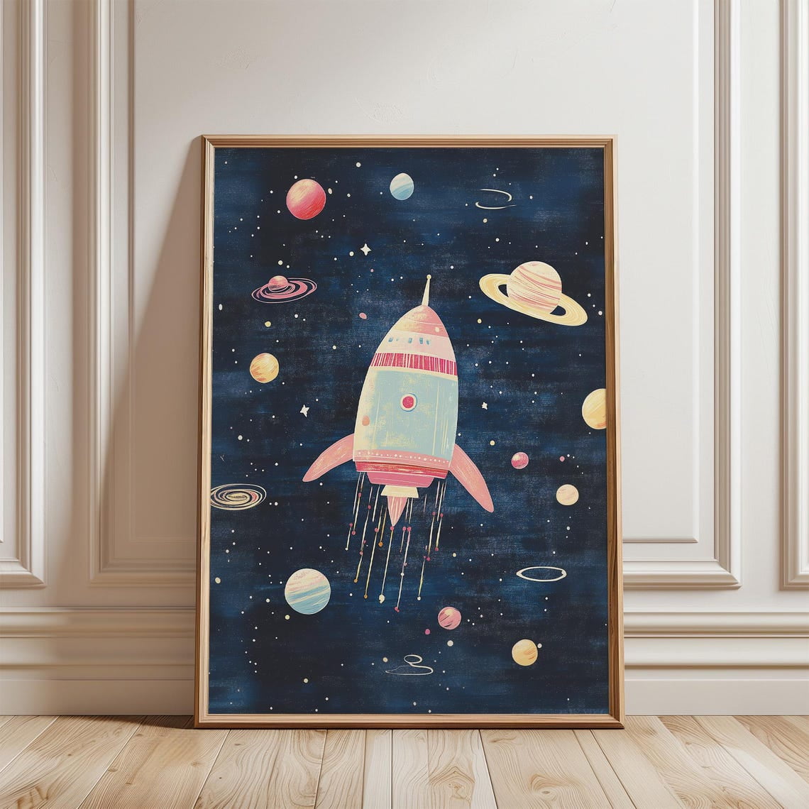 Space Rocket Print, Space Nursery Wall Art, Kids Room Decor, Outer ...