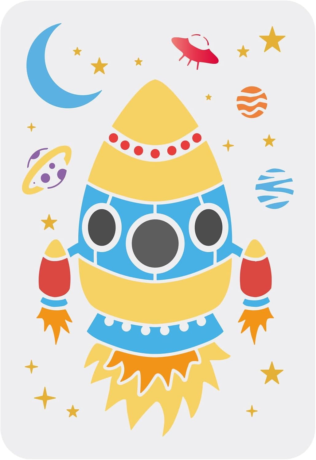 Space Rocket Stencil 11.7x8.3 inch Large Plastic Planet Drawing ...