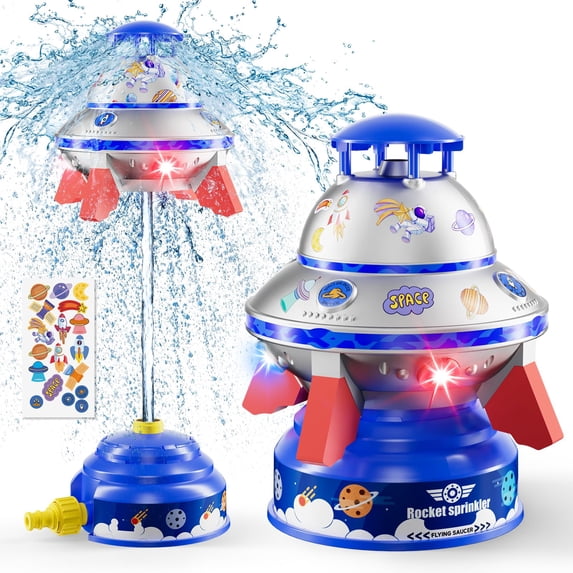 Space Rocket Water Sprinkler for Kids, Outdoor Summer Rocket Toy with ...