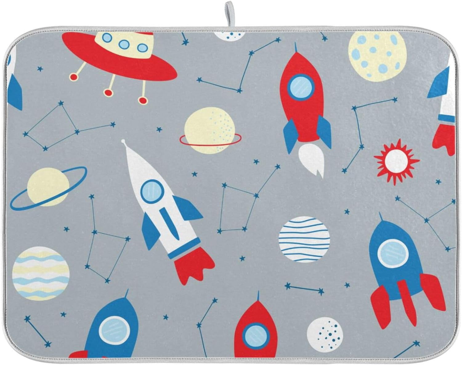Space Rockets Planets Dish Drying Mat for Kitchen Counter, Ultra ...