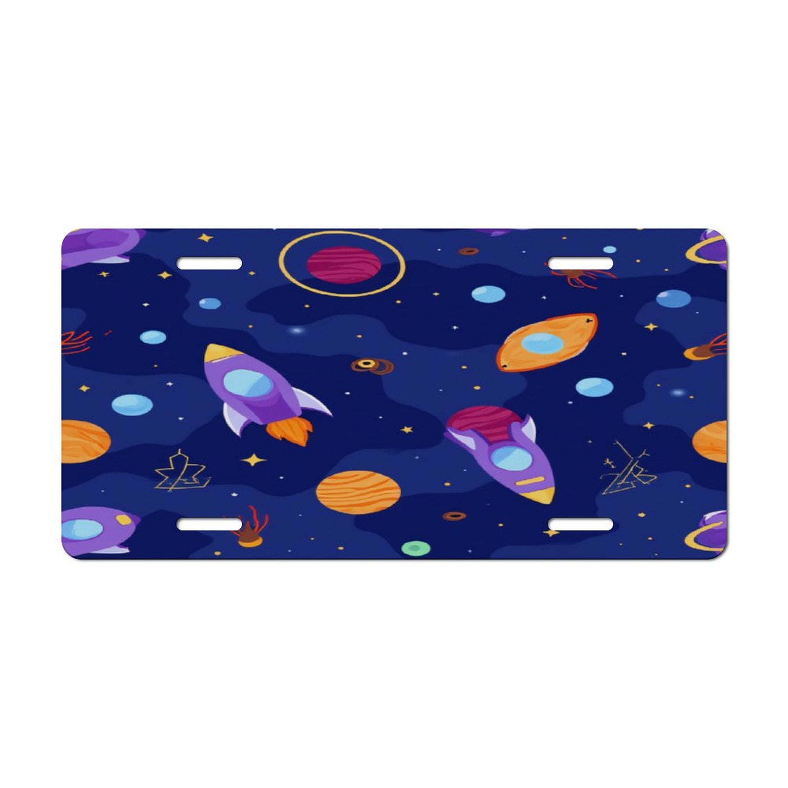 Space Rockets And Planets Pattern Car Decorative Front License Plate ...