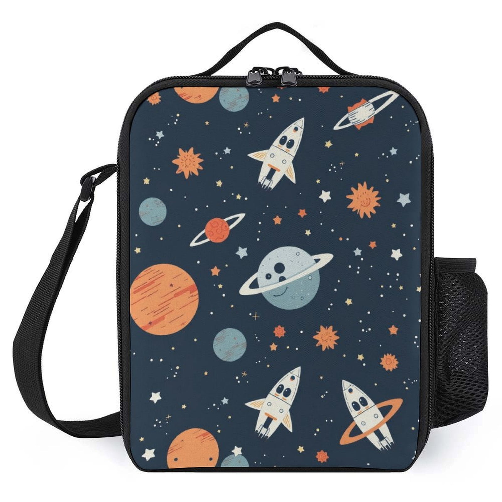 Space Rockets Planets Stars Lunch Box Lunchbag with Strap Waterproof ...