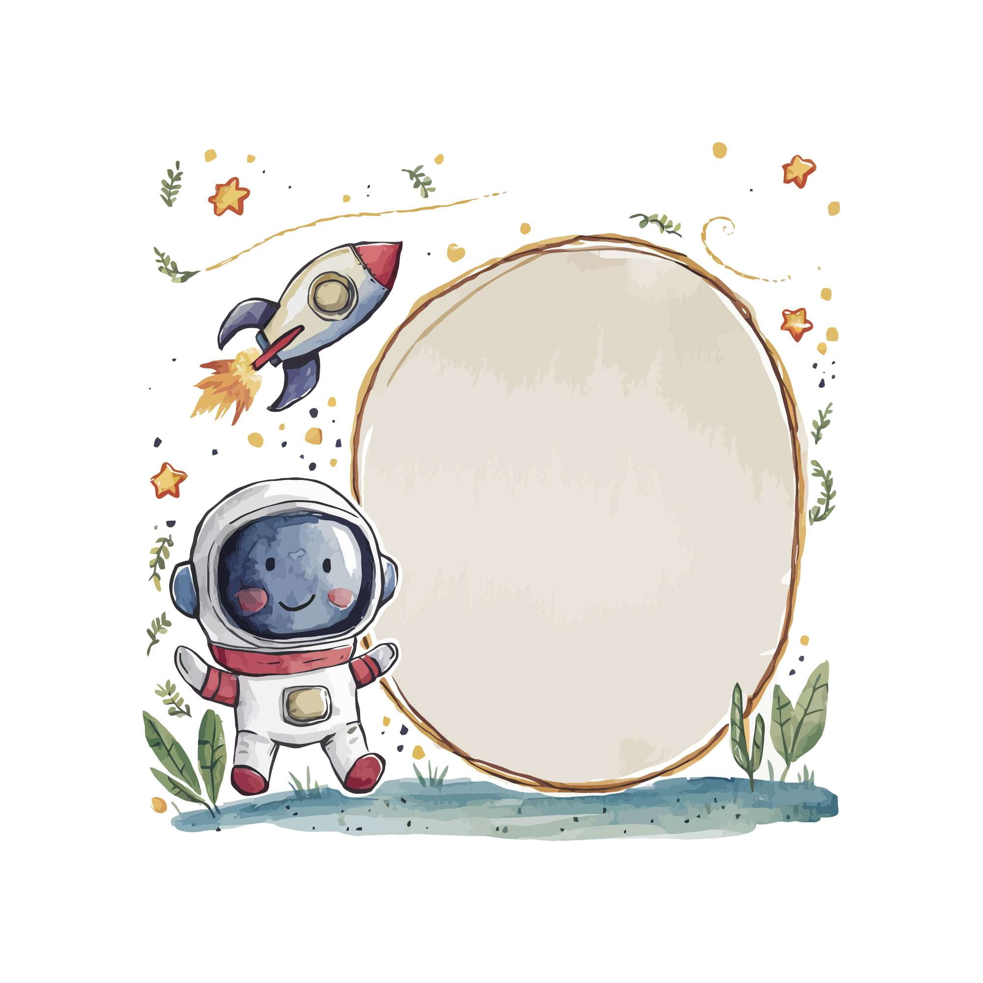 Space Rockets Stars Explorer Adventure Cartoon Wall Art Sticker Designs ...