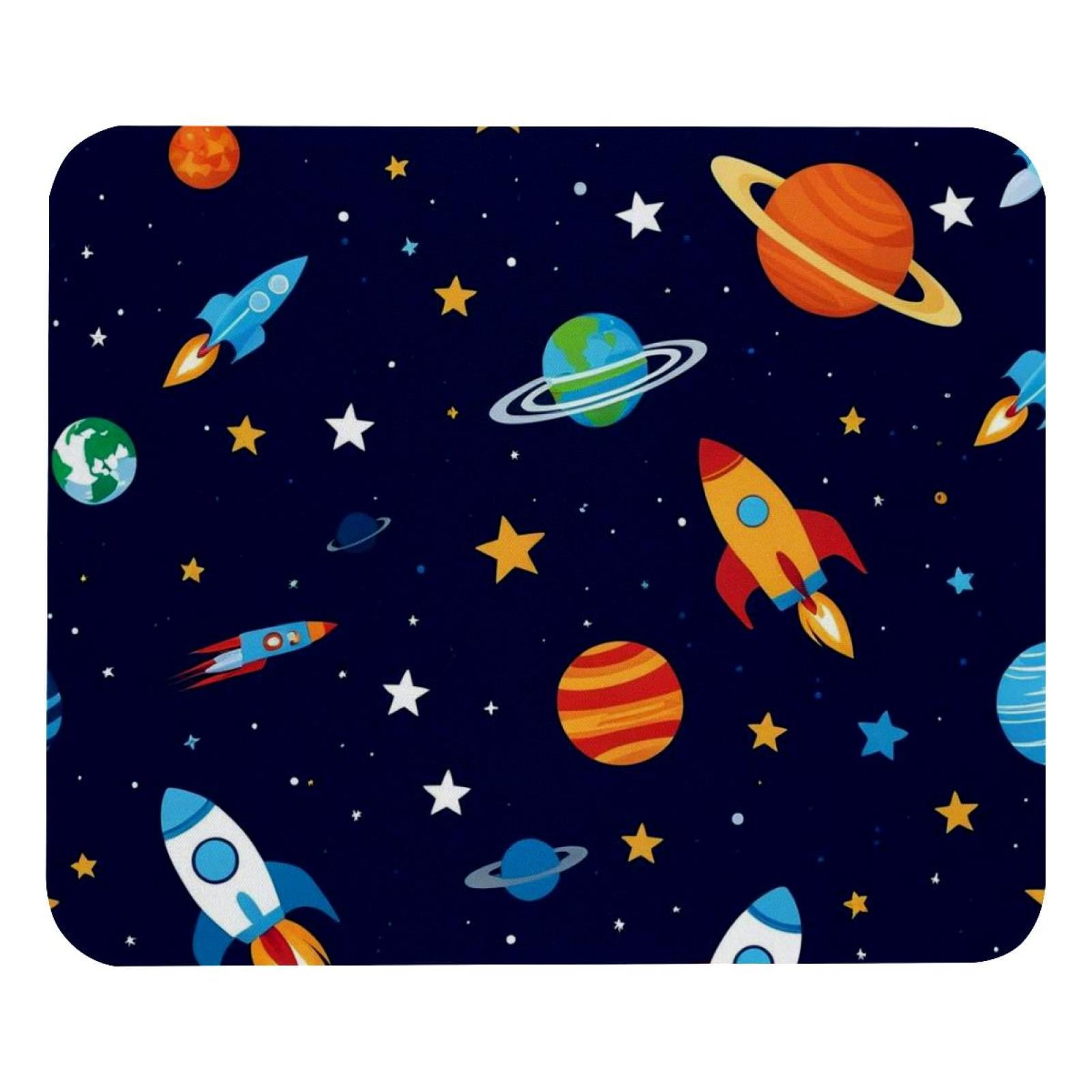 Space Rockets Stars Planets Mousepad, Non-Slip Mouse Pad, Office Desk ...