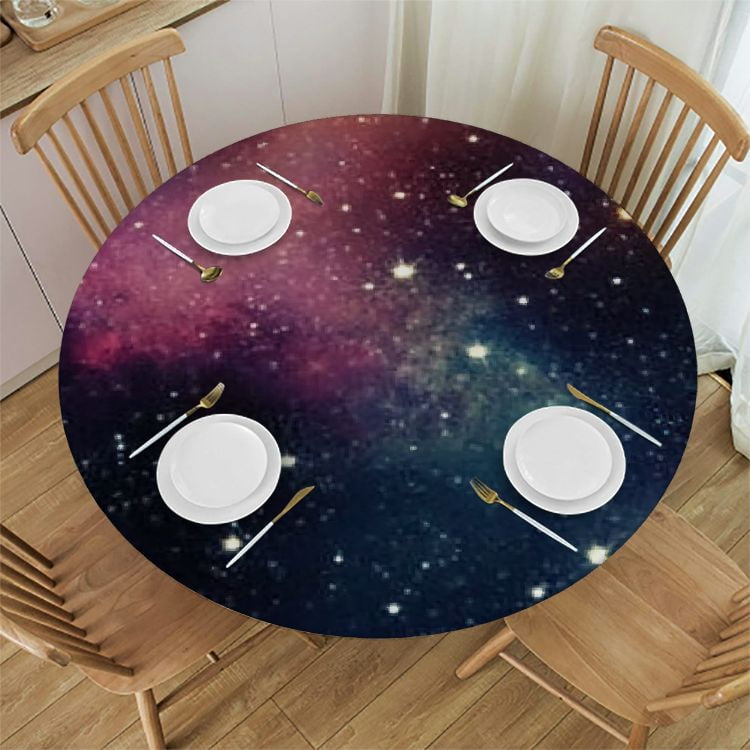 Space Round tablecloth with elastic edge, Nebula Dark Galaxy with ...