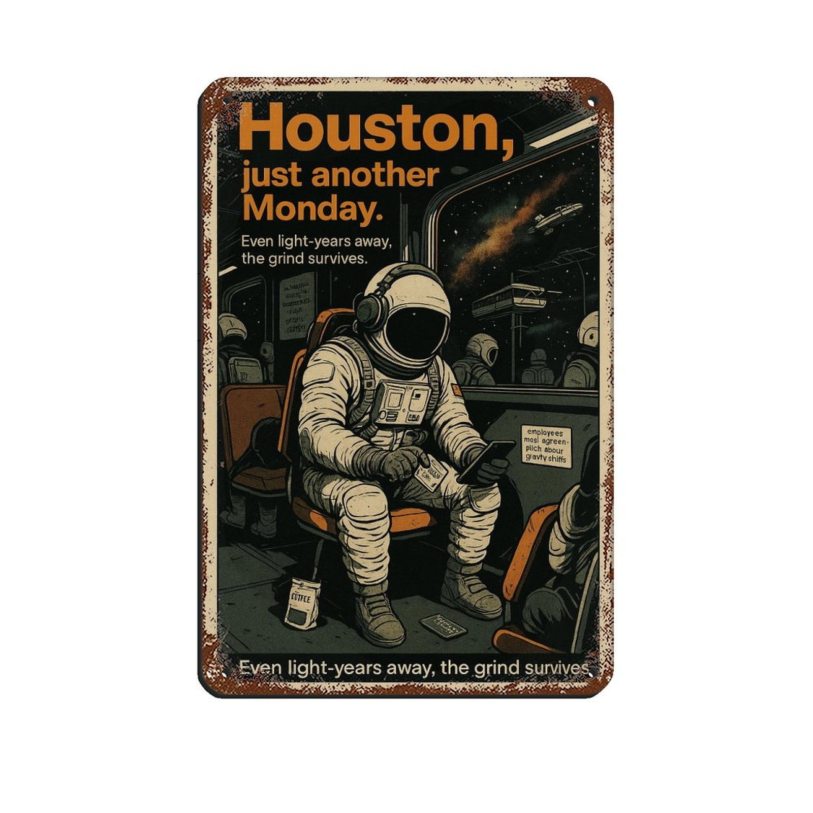 A Space Rover's Commuting Day, An Astronaut's Daily Routine Tin Sign ...