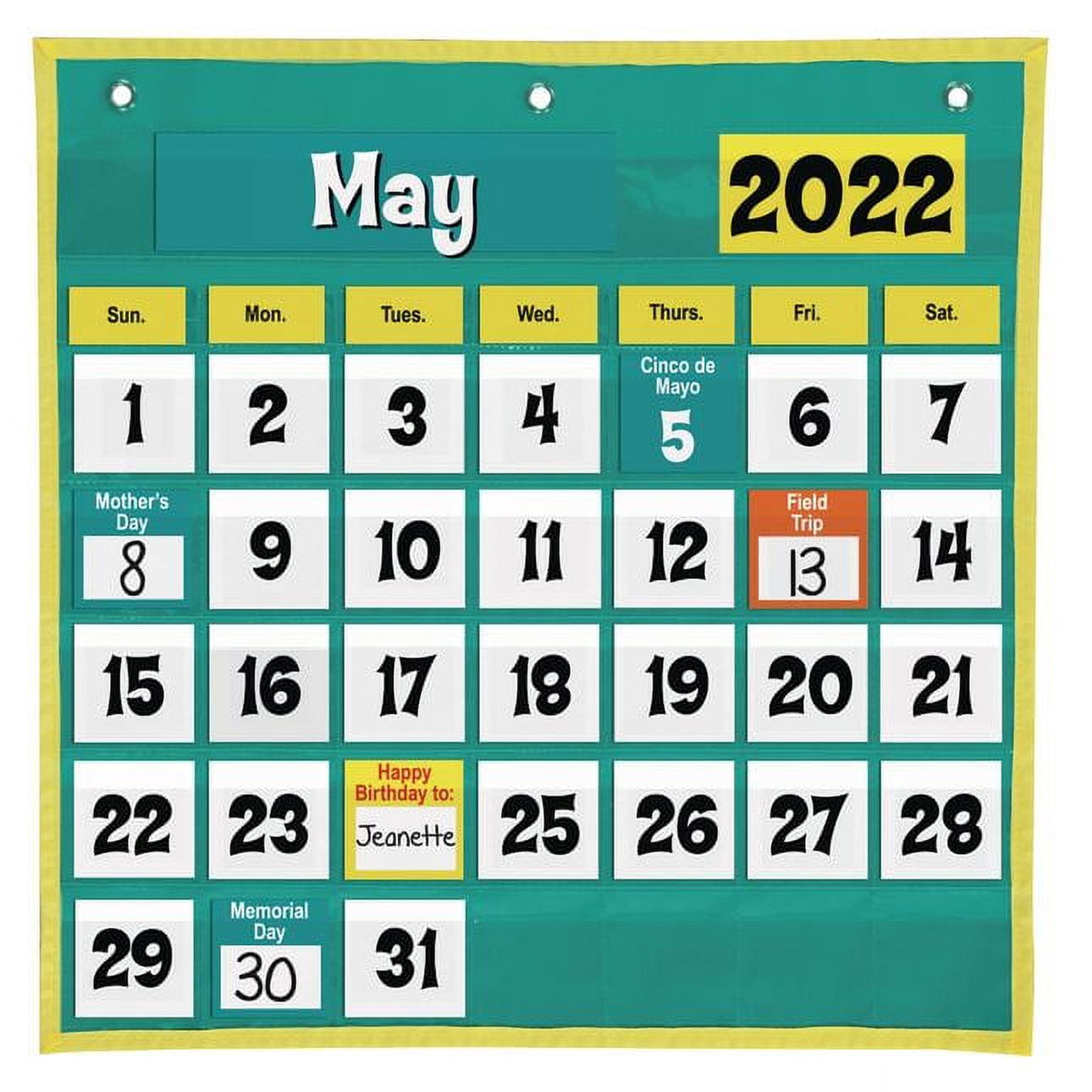 Space-Saver Calendar Pocket Chart - 1 pocket chart, 64 cards - Walmart.com