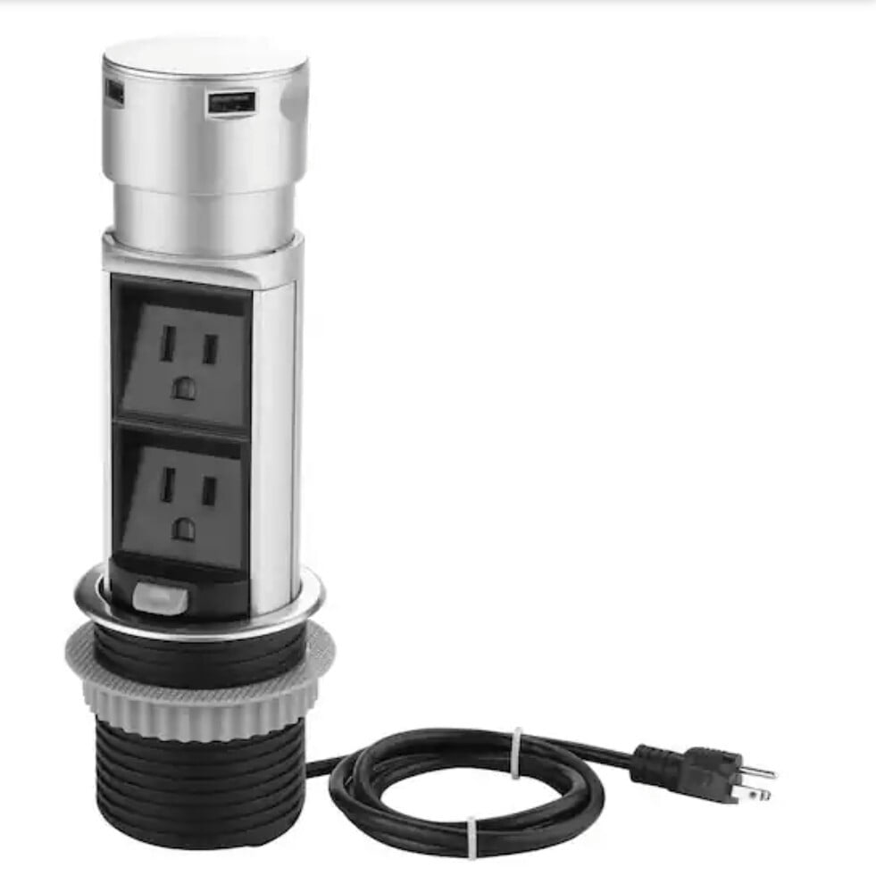 Space Saver Pop Up-Outlet, 2 Power Outlets, 2 USB Ports 2.4 Amp ...