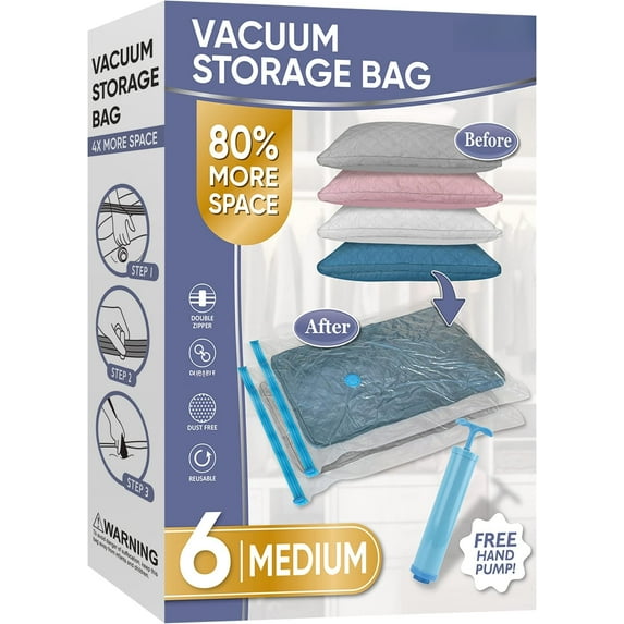 Space Saver Vacuum Storage Bags, 6 Space Saver Bags with Pump, Storage ...