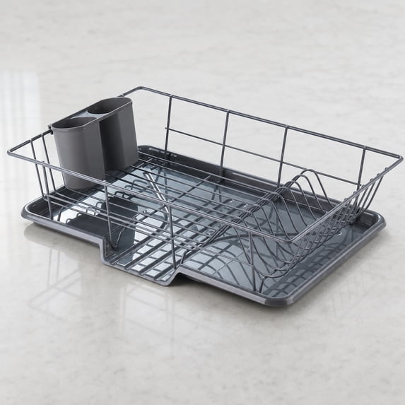 Space-Saving 3-Piece Dish Drainer Rack Set with Cutlery Holder and ...