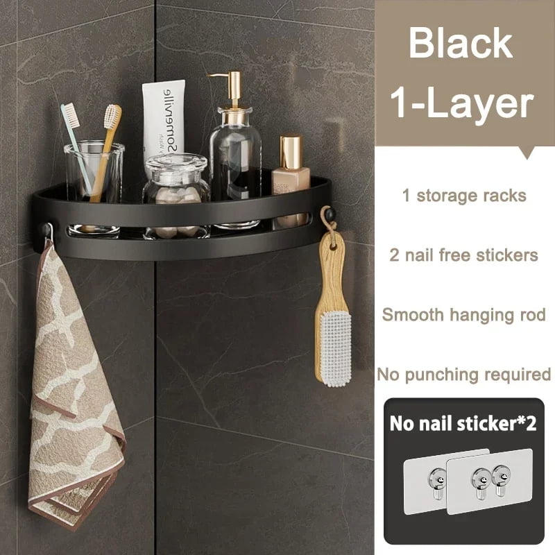 Space-Saving 3-Tier Corner Shower Caddy, Wall-Mounted with No-Drill ...