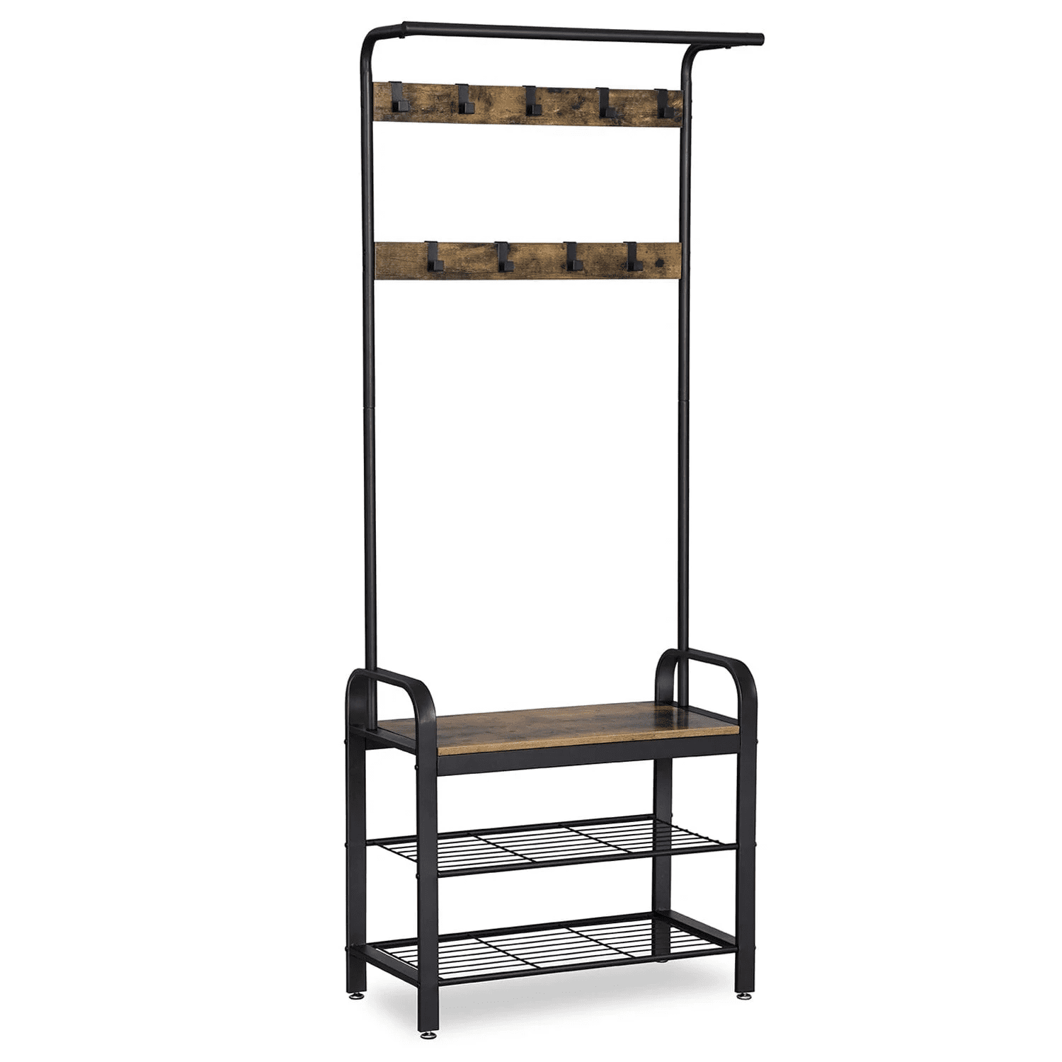 Space-Saving 3-in-1 Industrial Entryway Organizer – Coat Rack, Shoe ...
