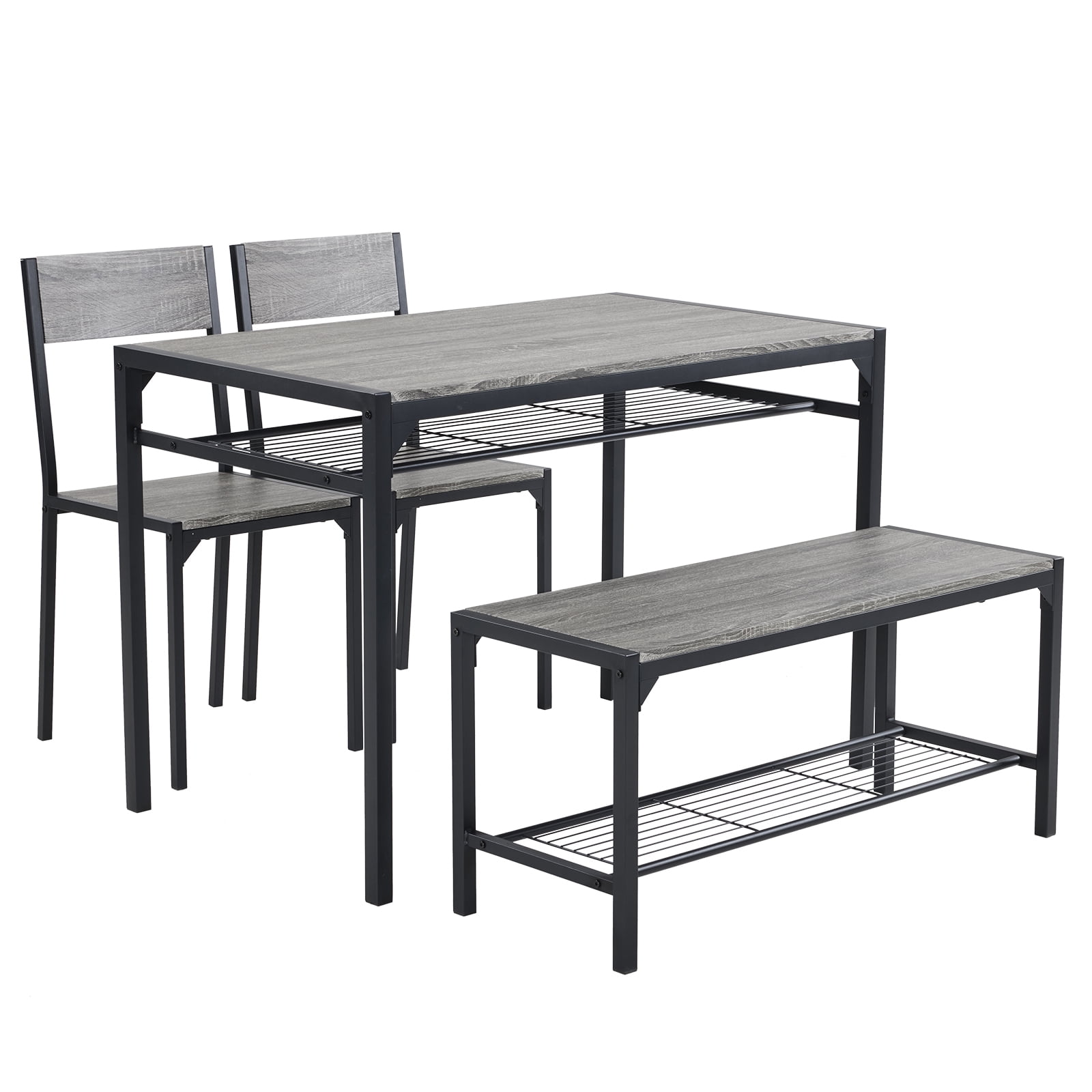 Space-Saving 4-Piece Dining Table Set, MDF Metal Frame Table with 2 ...