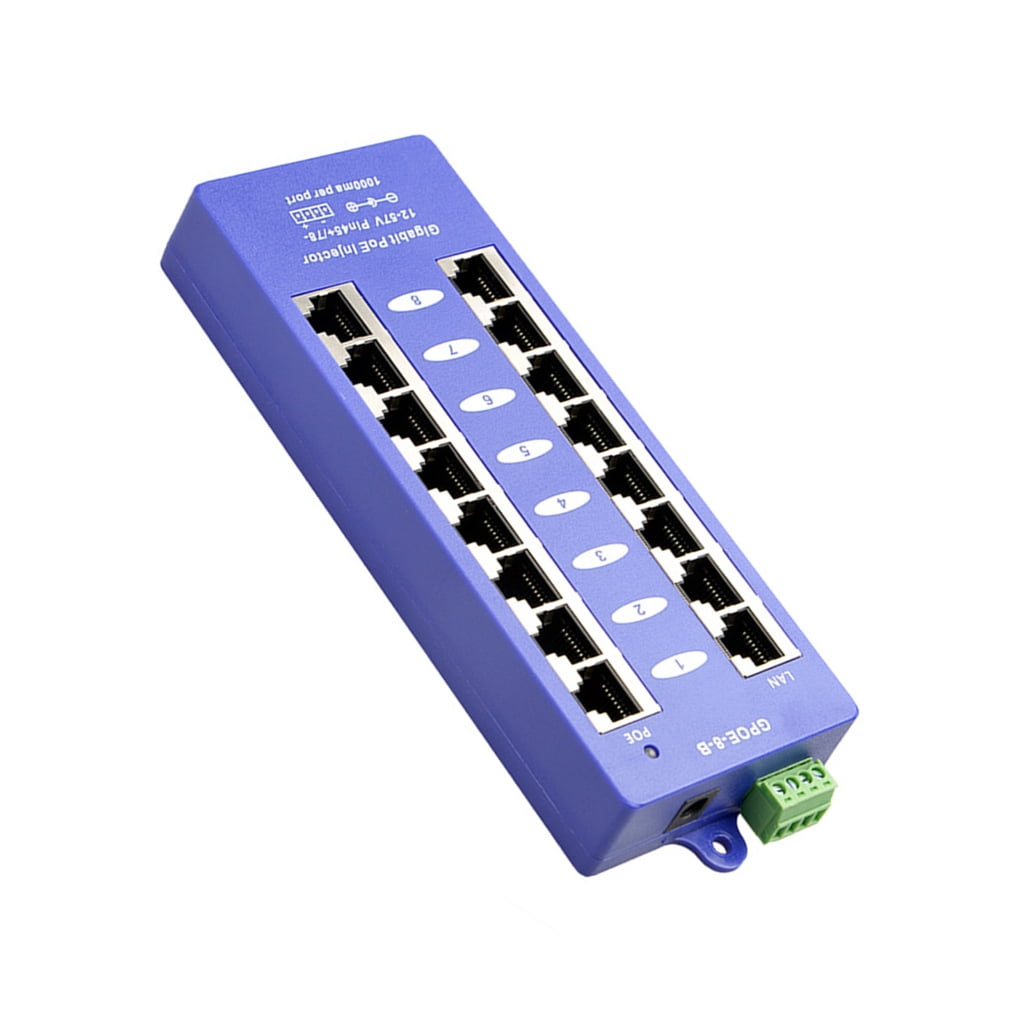 Space Saving 8 Port Power Over Ethernet Injectors with Built In Protect ...
