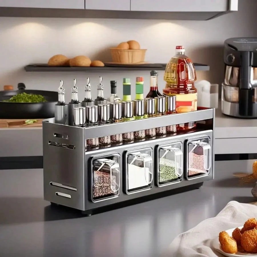 Space Saving Alloy Seasoning Rack Storage Container With Adjustable ...