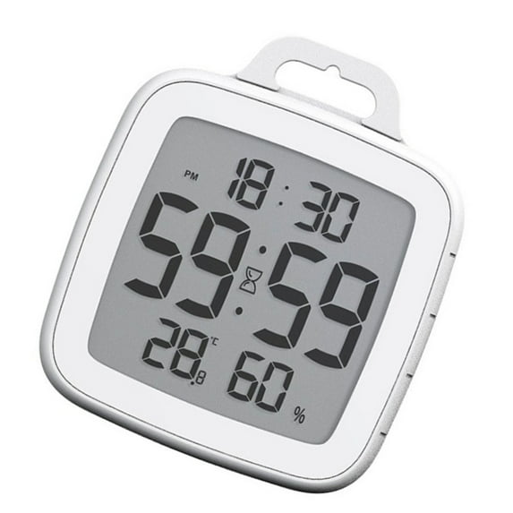 Space Saving Bathroom Clock with Countdown Alarm&Temperature Humidity ...