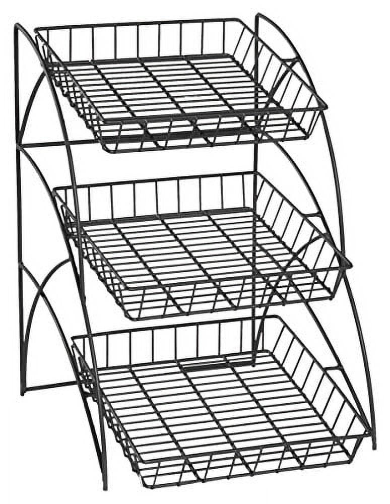 Space Saving Black Wire Rack With 3 Display Shelves, Countertop, Tiered ...