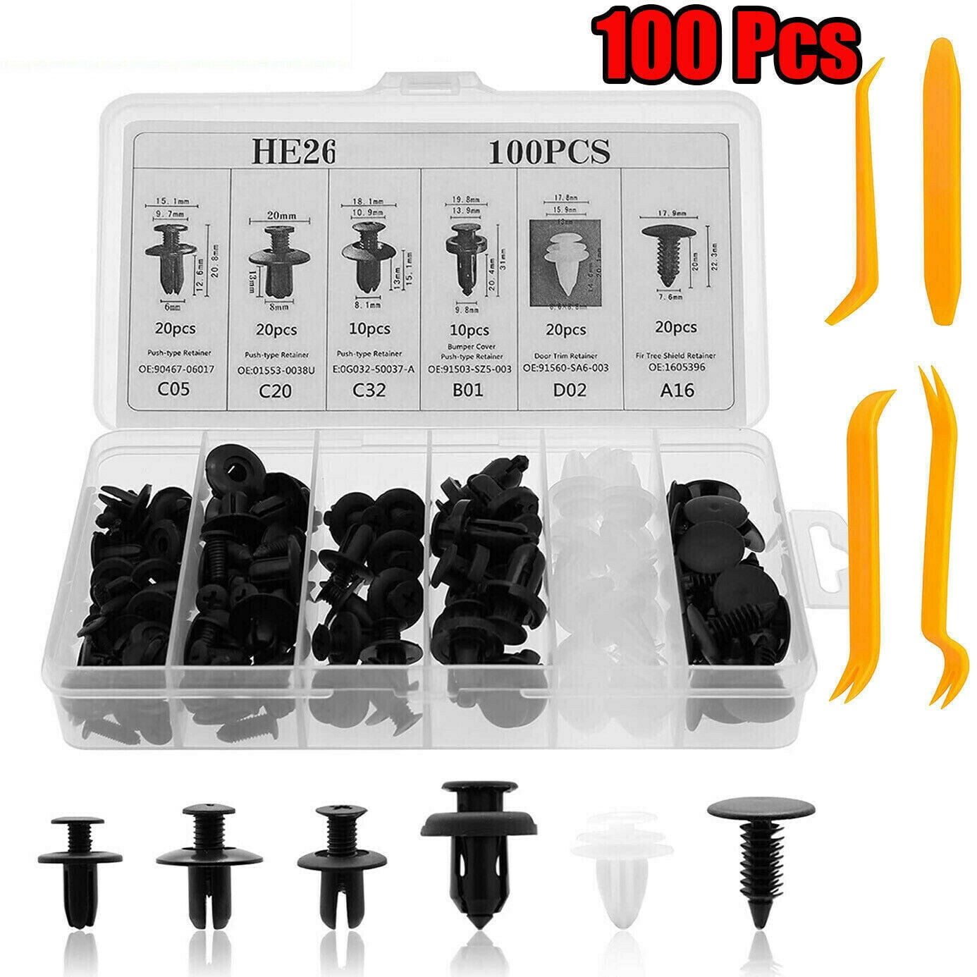 Space Saving Car Retaining Clips Plastic 4 Fastener Removers Compact ...