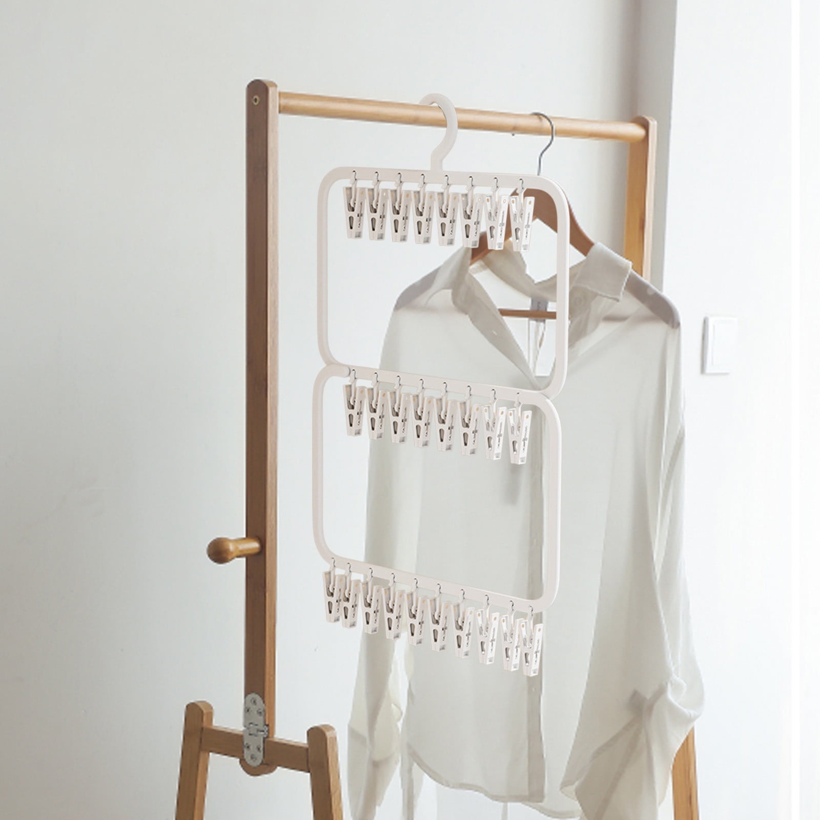Space-Saving Clip Clothes Drying Rack with 18 and 36 Clips, Door ...