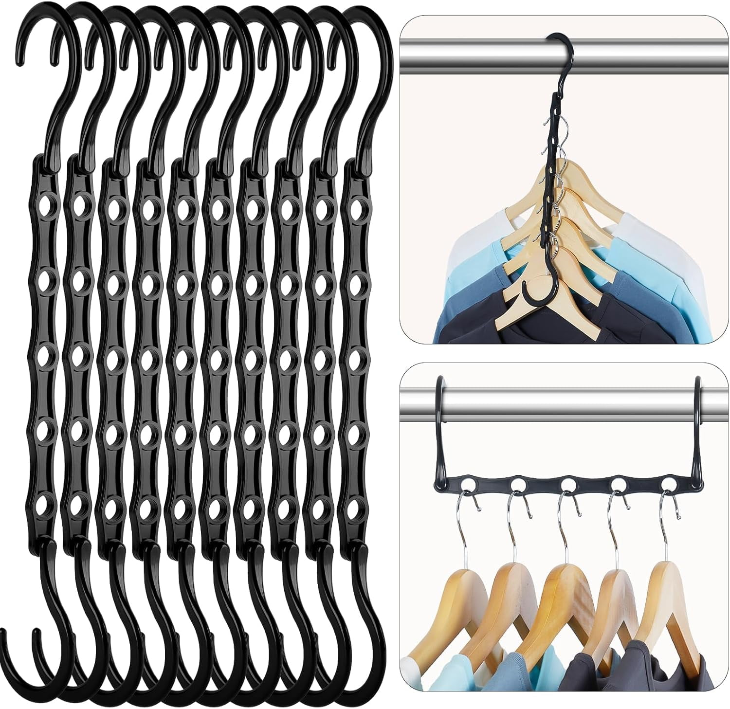 Space Saving Clothes Hangers 10 Pack, Premium Smart Hanger Hooks ...