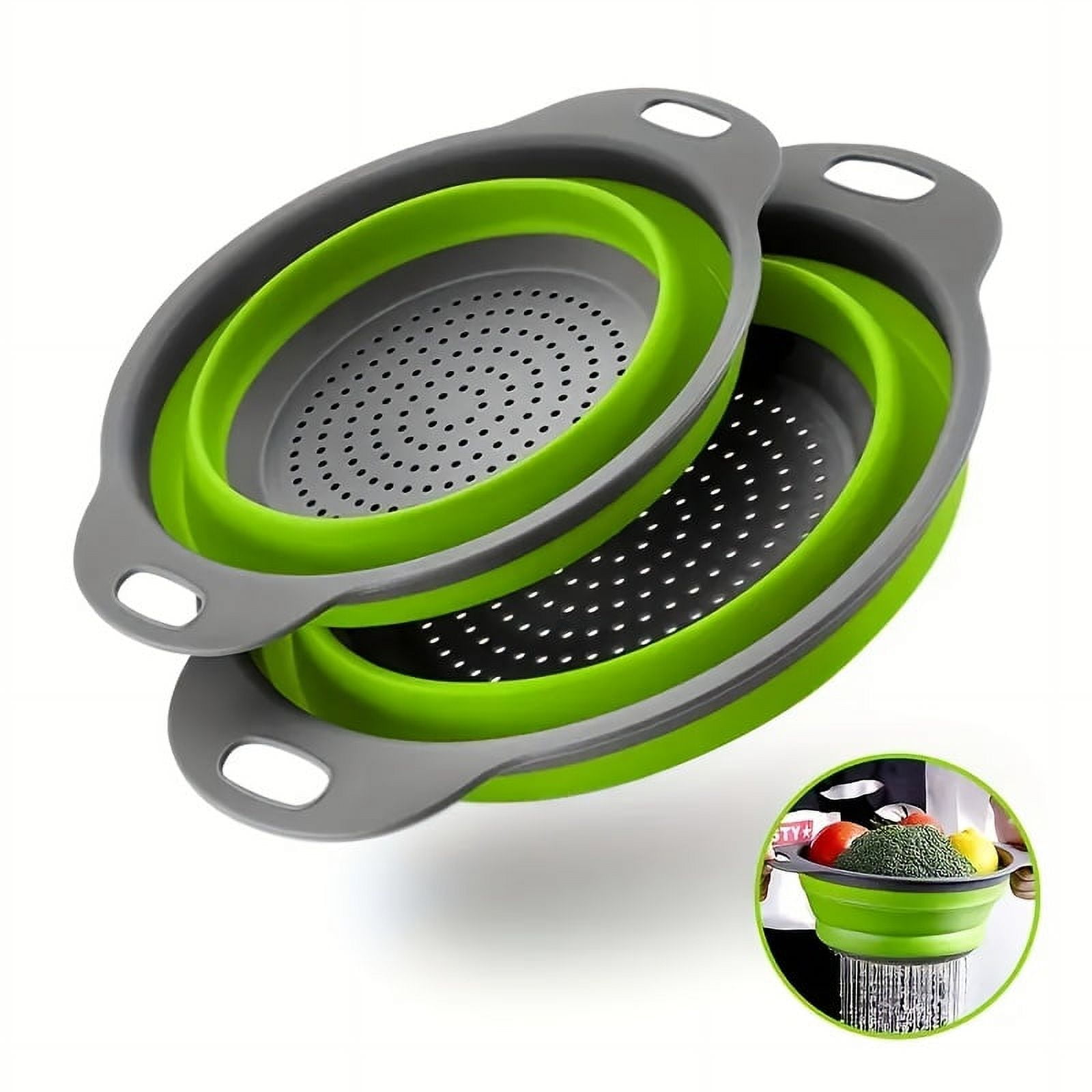 Space-Saving Collapsible Silicone Colander - Multi-Color, Easy Clean ...