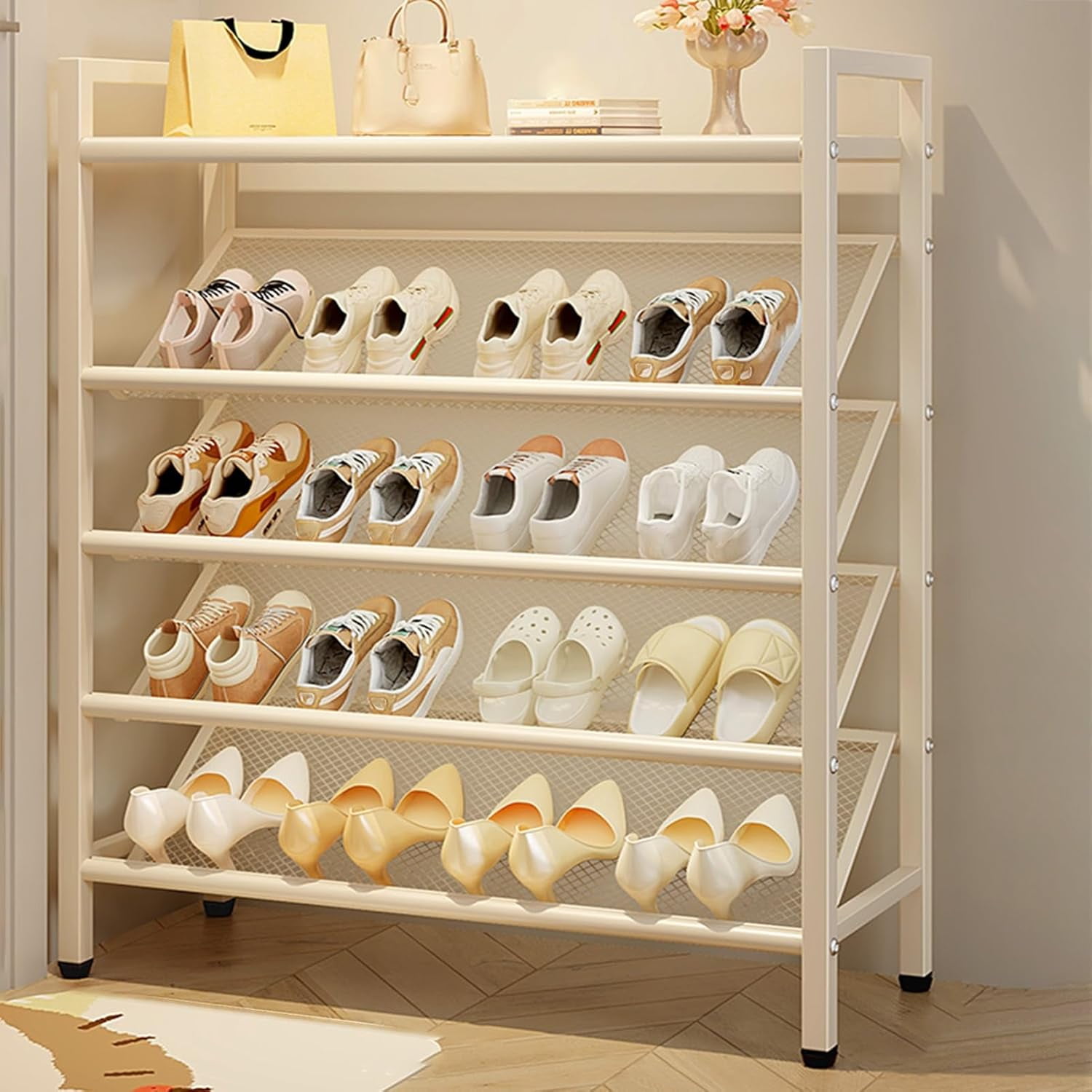 Space-Saving Corner Shoe Rack Organizer, Tall Vertical Open Shelf ...