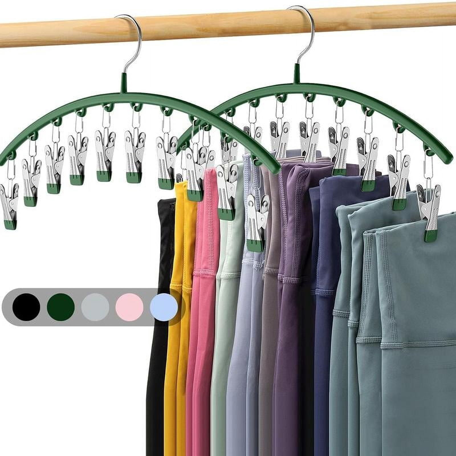 Space Saving Curved Design Hanger with 20/30 Clips , 2 pack Legging ...