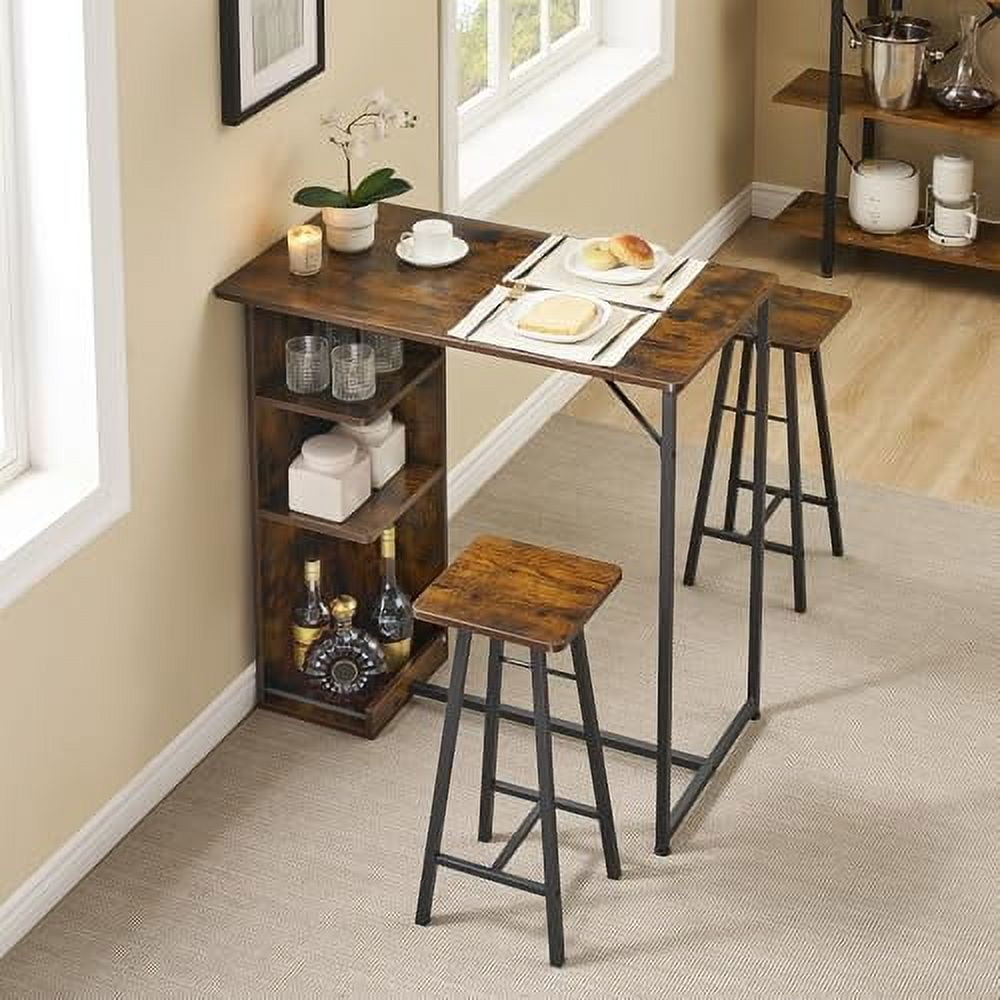 Space-Saving Dining Table with Storage Shelves and Drawer, 3 Pieces ...