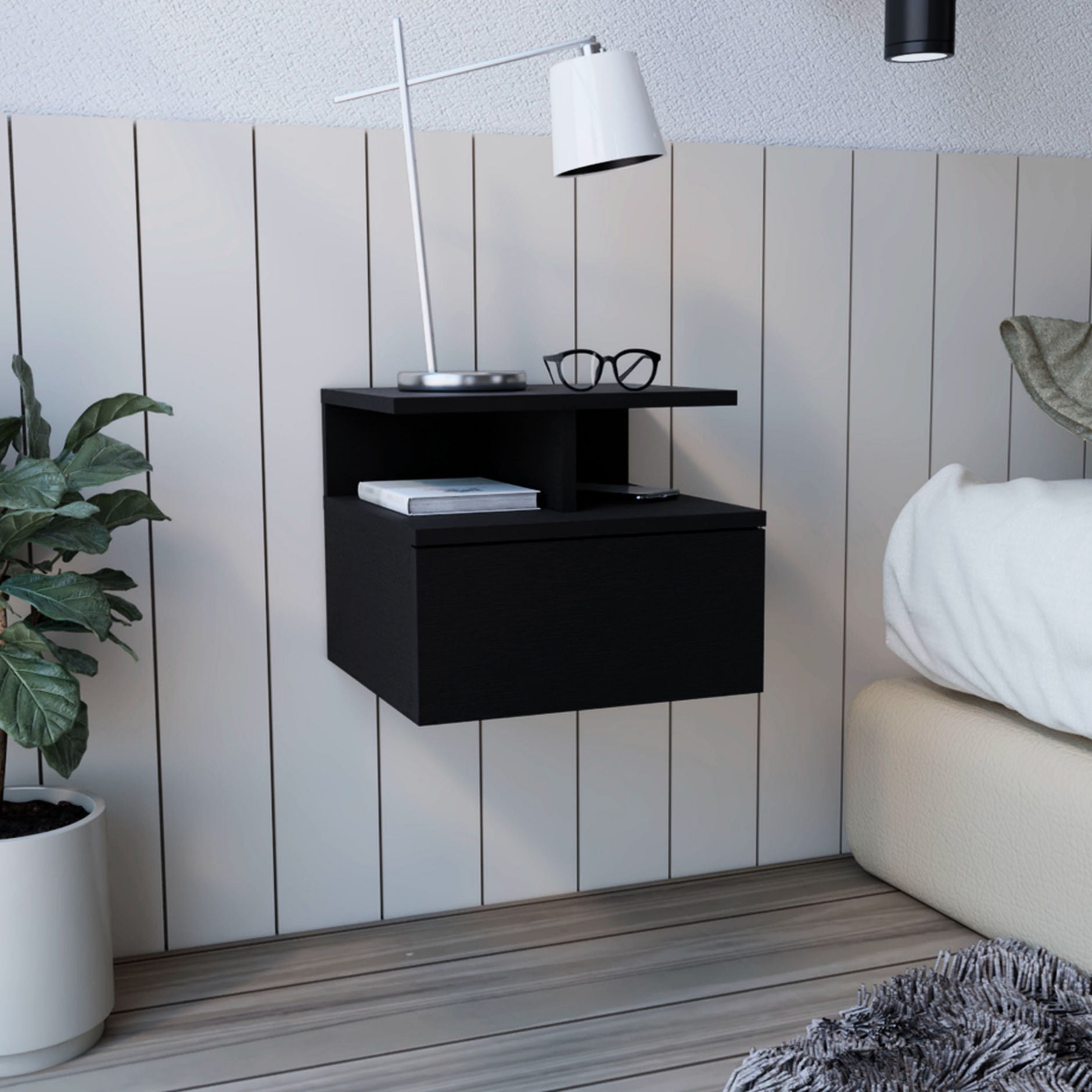 Space - Saving Floating Drawer Table | Wall - Installed for Bedroom ...