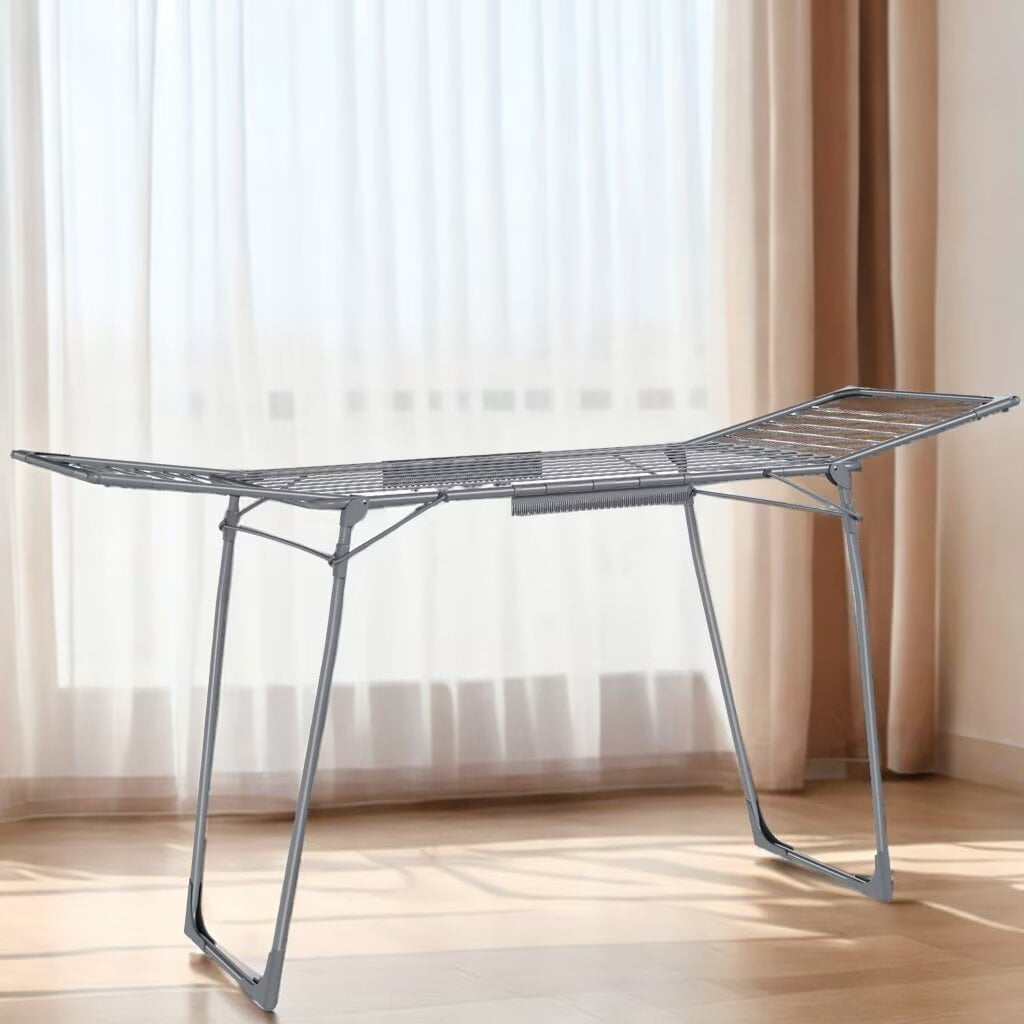 Space-Saving Foldable Gullwing Clothes Drying Rack, Metal Laundry Airer ...