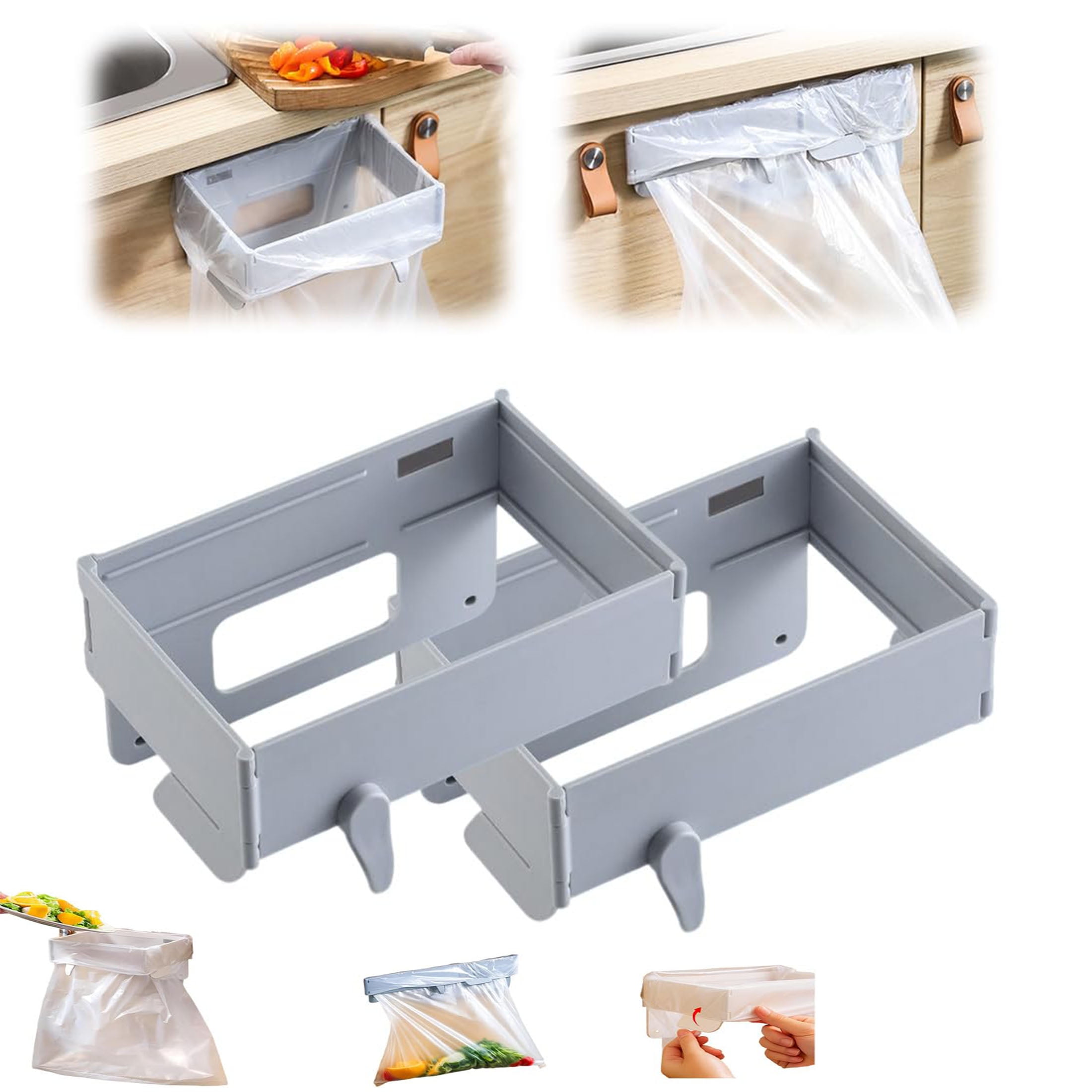 Space-Saving Foldable Trash Bag Holder,Foldable Kitchen Trash Can ...