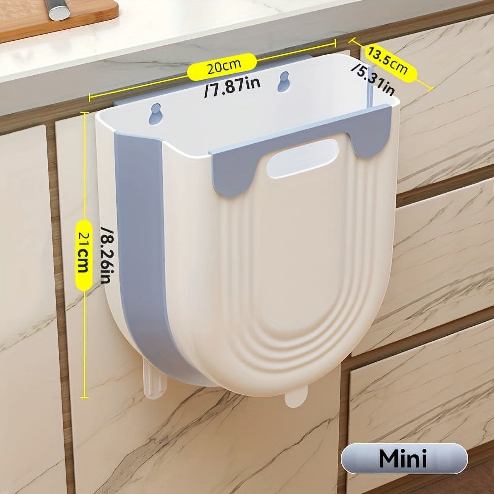 Space-Saving Foldable Trash Can with Cabinet Hook - Modern, Compact ...