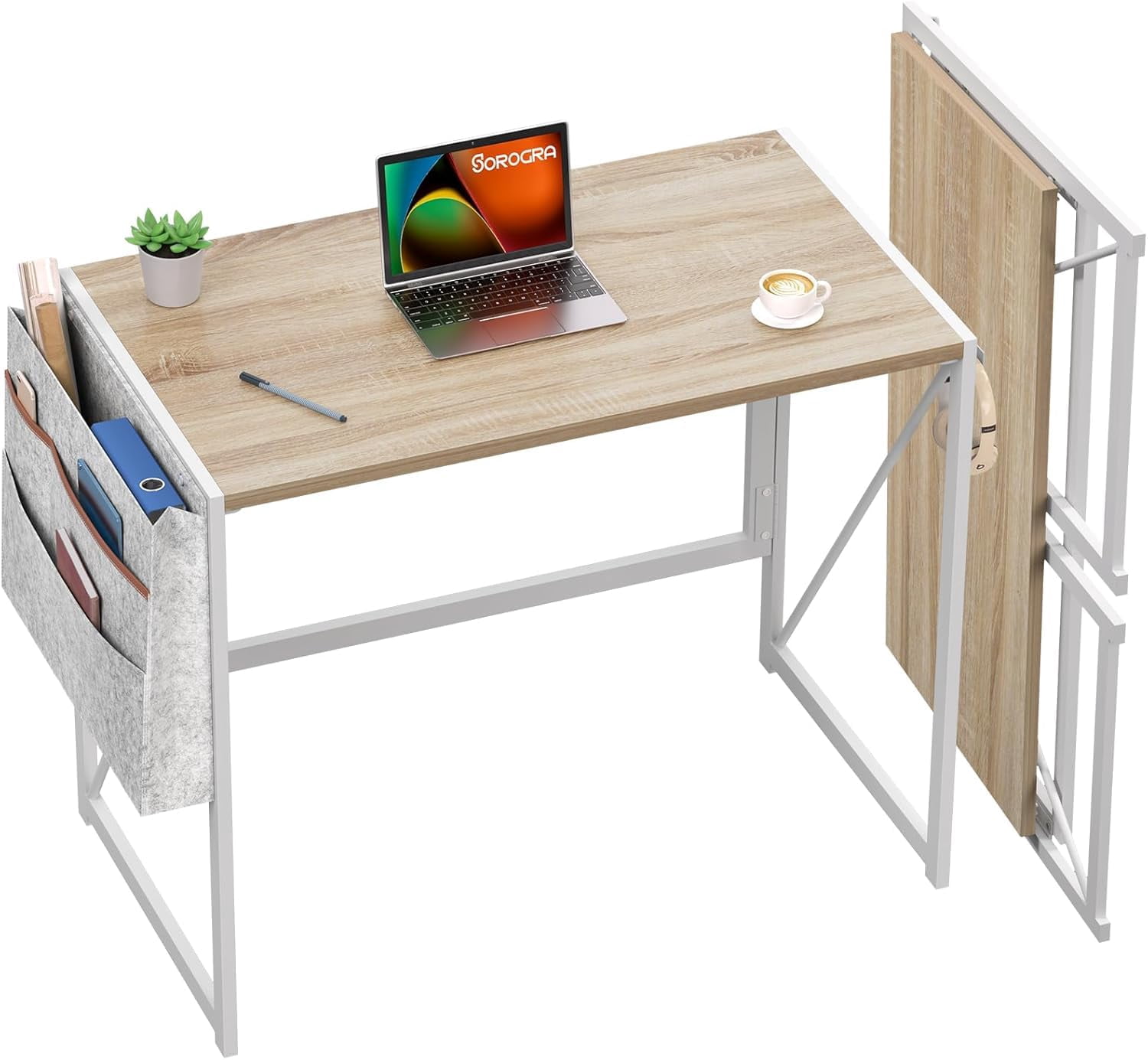 Space-Saving Folding Computer Desk - Home Office Writing Table with ...