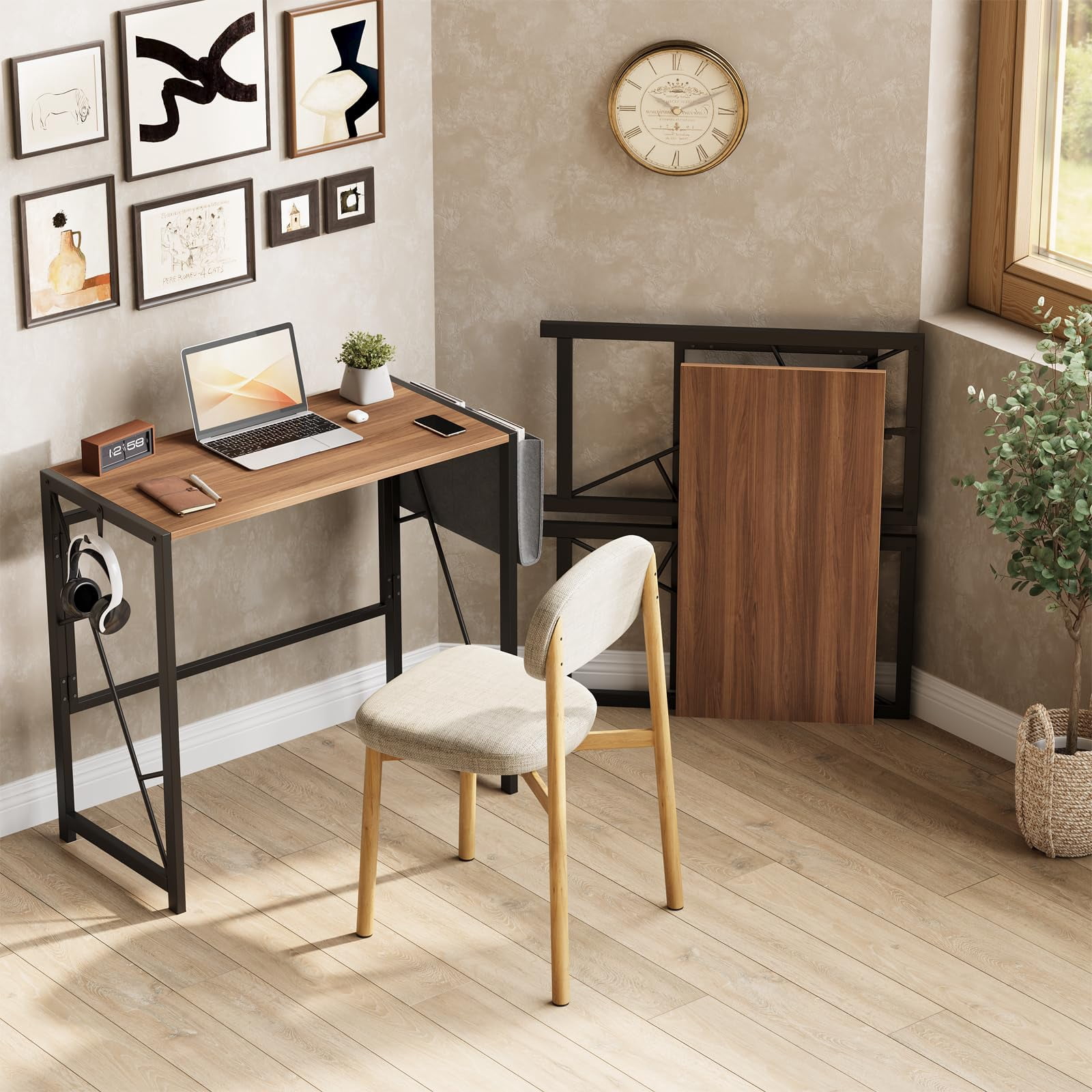 Space-Saving Folding Computer Desk - Home Office Writing Table with ...