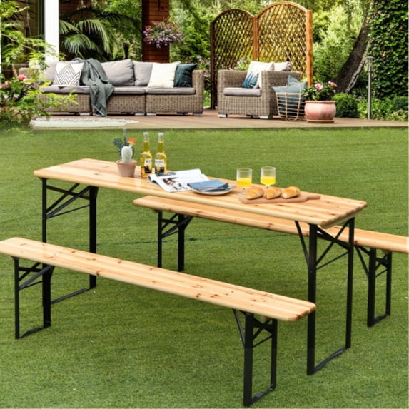 Space-Saving Folding Table and Benches: Durable, Rustic Design, No ...