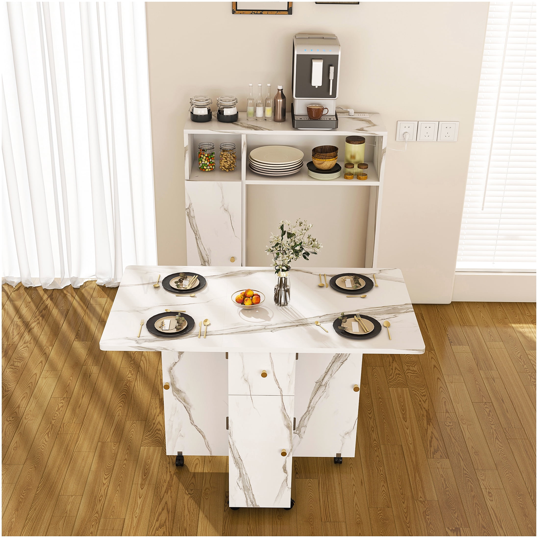 Space-Saving Folding Table with Built-In Power Outlets and Cabinets ...