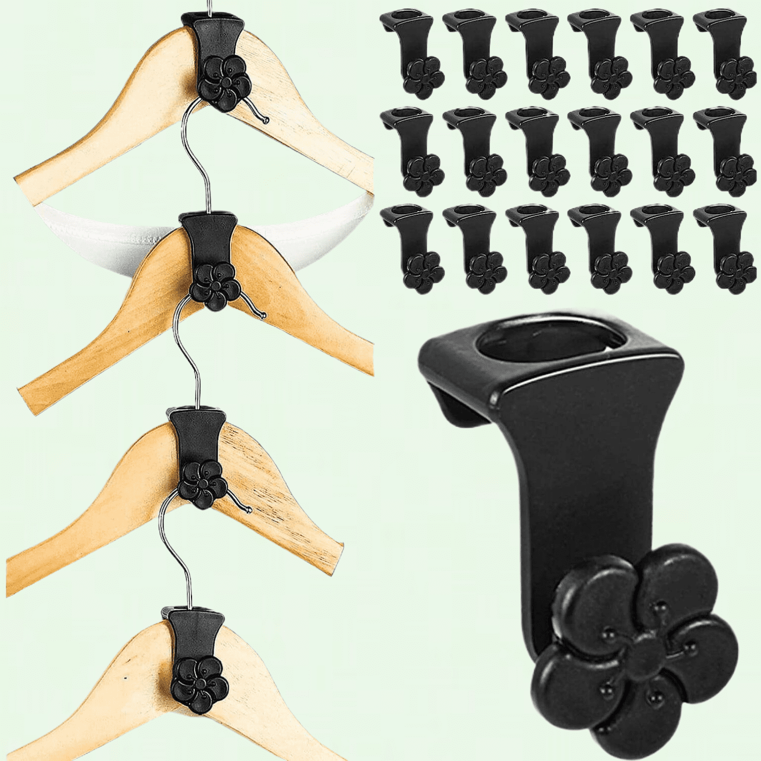 Space Saving Hanger Hooks - 30PCS Flower Shaped Hanger Extender Hooks ...